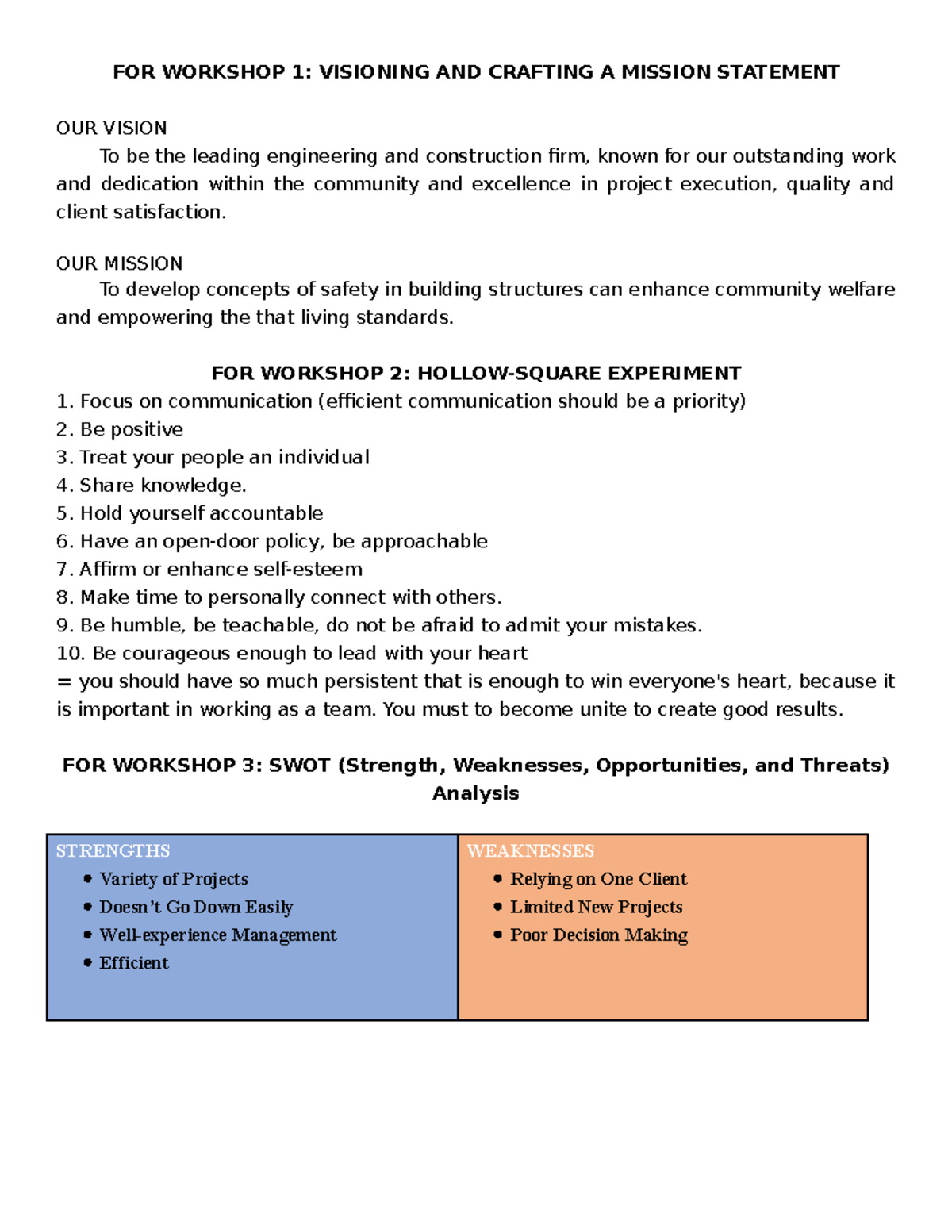 FOR Workshop 1 - TECHNO - FOR WORKSHOP 1: VISIONING AND CRAFTING A ...