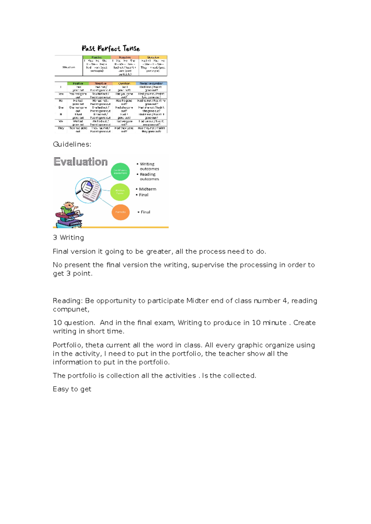 Advanced 10 - Notes - Guidelines: 3 Writing Final version it going to ...