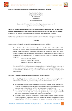 Chap 1 Programs and Policies in Enterprise Development - CHAPTER 1 ...