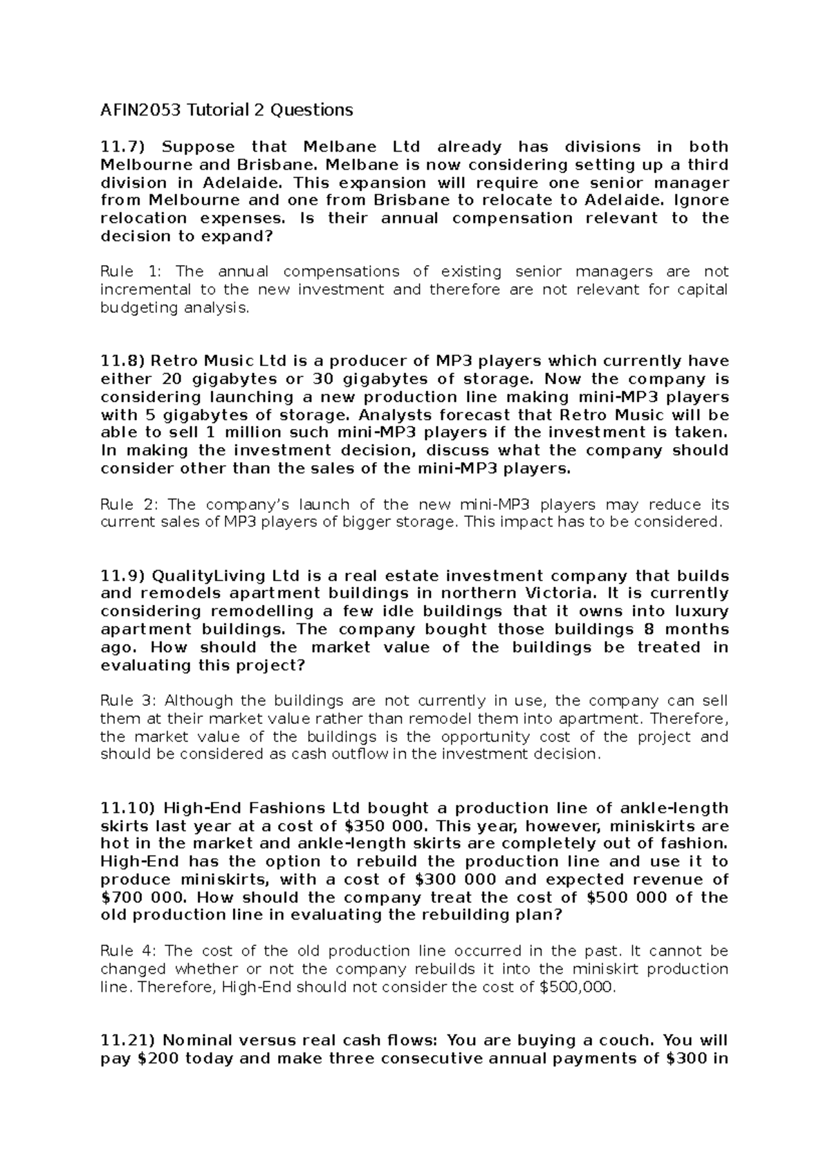 AFIN2053 Tutorial 2 Questions and Answers - AFIN2053 Tutorial 2 ...