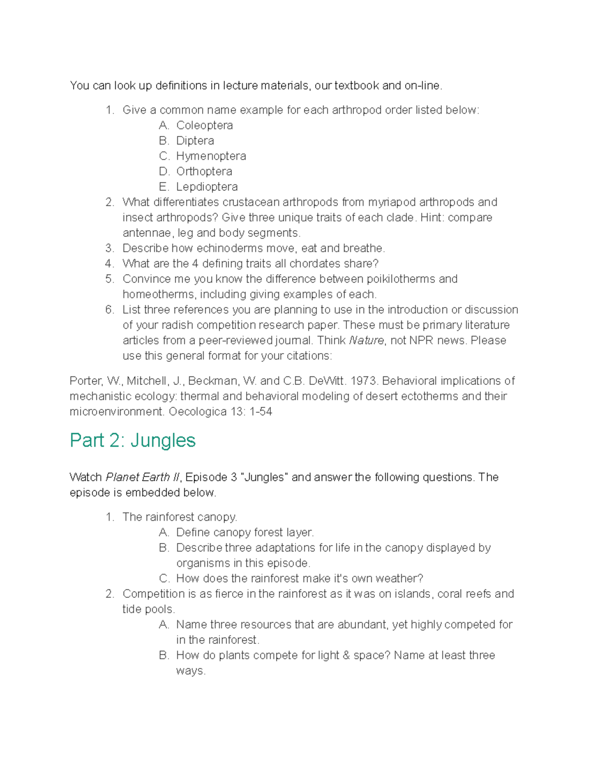 Bio Homework 7 - assignment - You can look up definitions in lecture ...