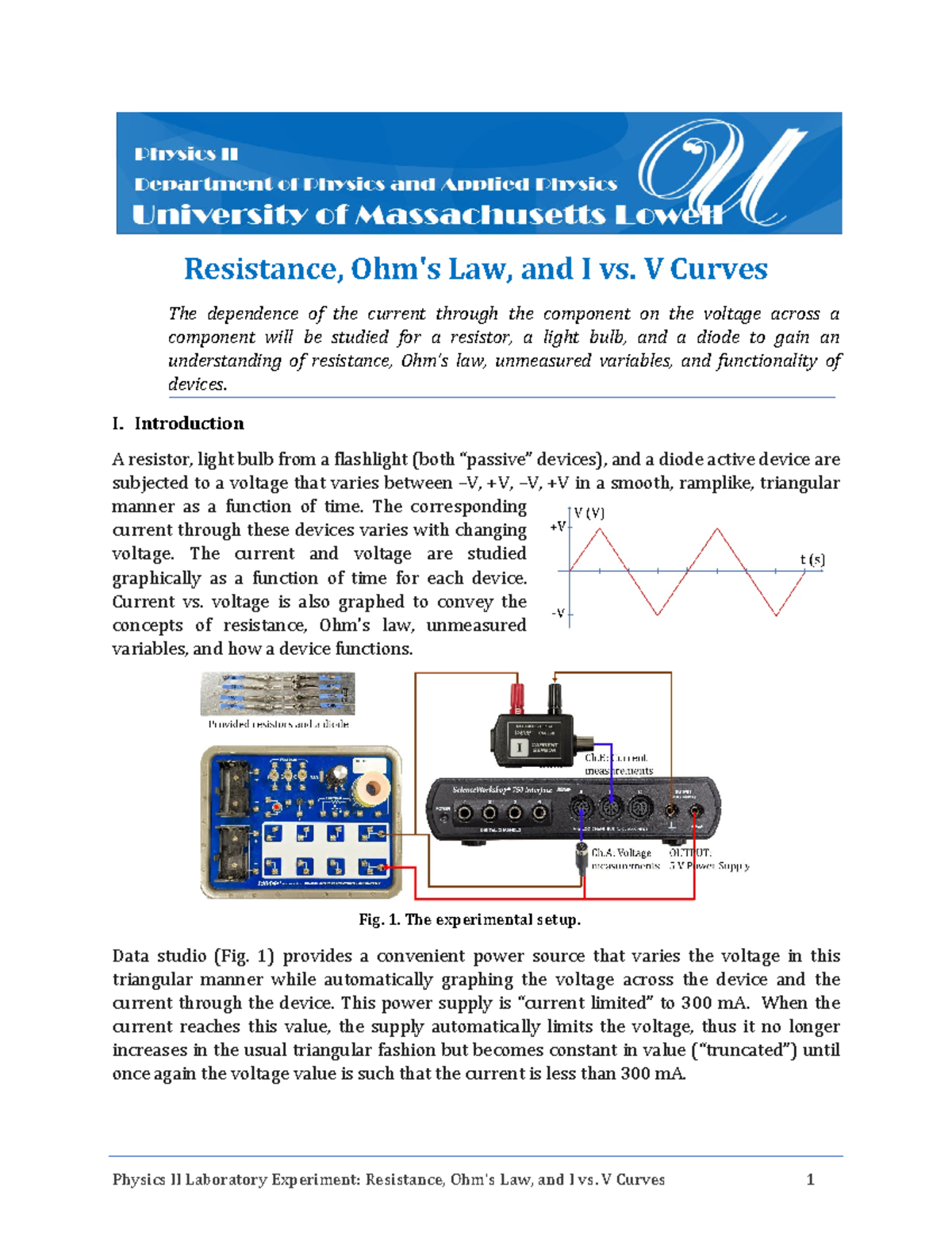 L3 Resistance, Ohm's Law - Resistance, Ohm's Law, and I vs. V Curves ...