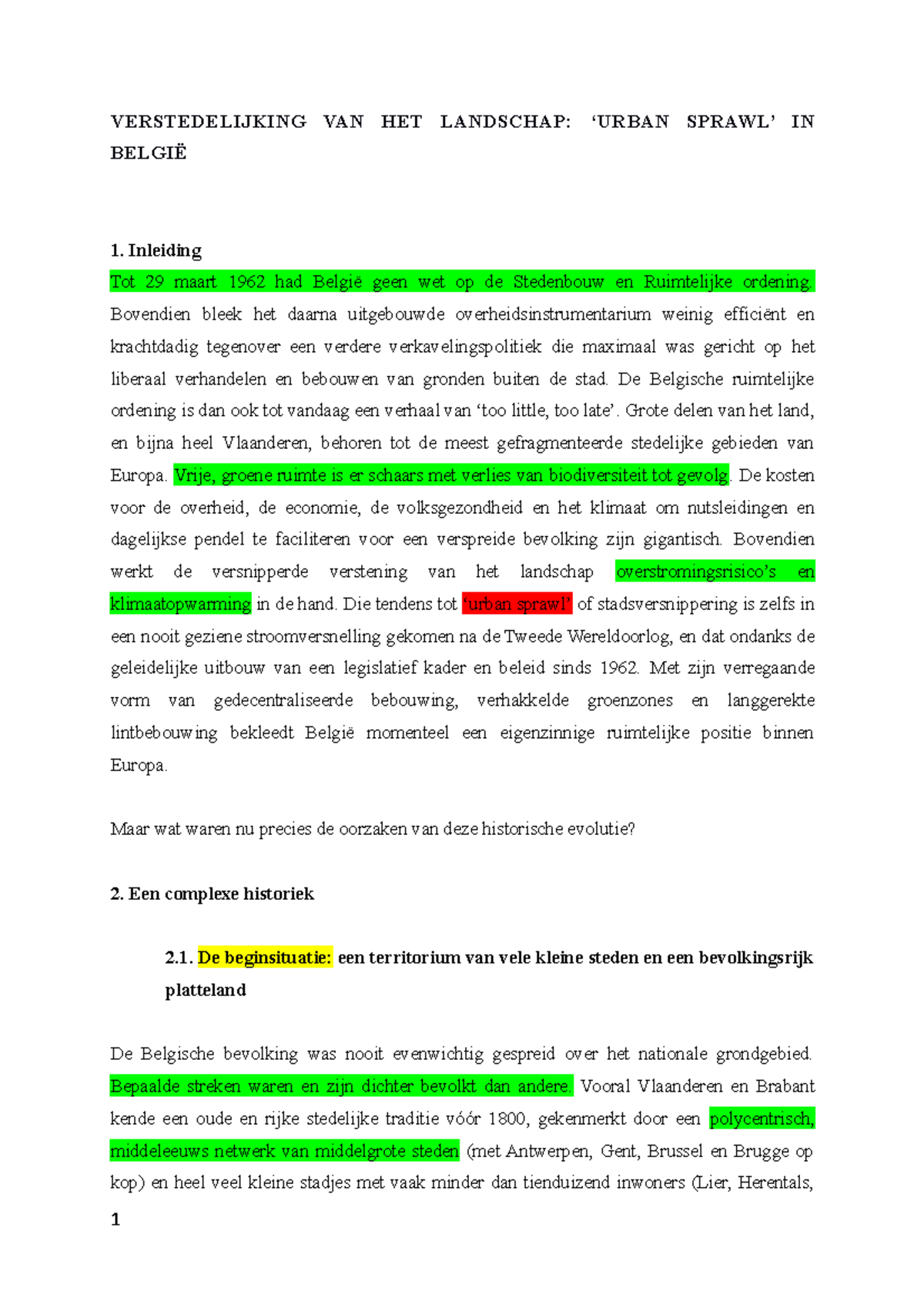 Verstedelijking van het landschap - VERSTEDELIJKING VAN HET LANDSCHAP ...