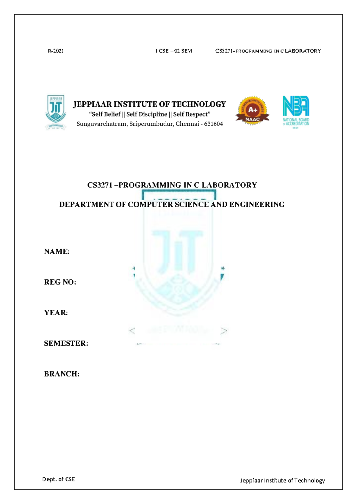 Ilovepdf merged - It's very useful - CS3271 – PROGRAMMING IN C LABORATORY DEPARTMENT OF COMPUTER ...