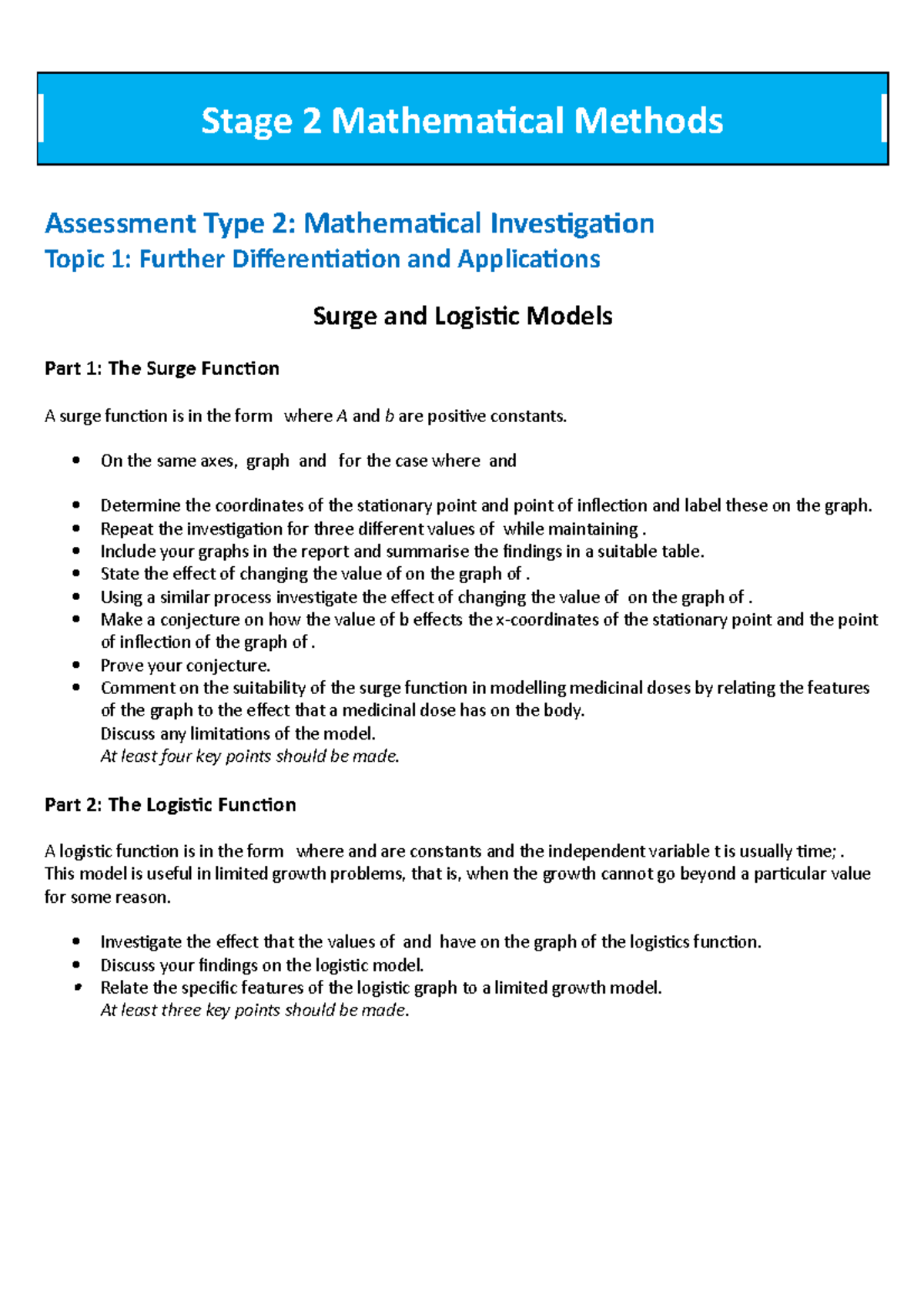 Topic 1 - Further differentiation and applications - Stage 2 ...