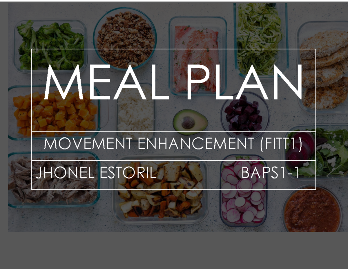 COMPREHENSIVE MEAL PLAN FOR A WEEK OR IN A MONTH - Physical Education ...