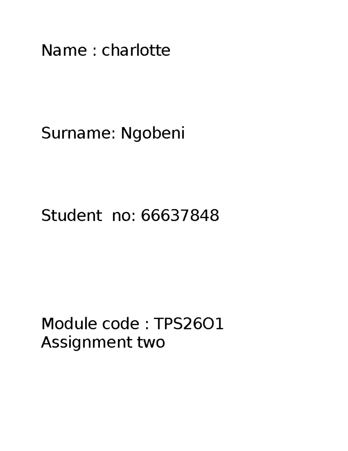 Assignment 2 tps - I DID WELL ON THIS PRATICAL - Tps2601 - Unisa - StuDocu