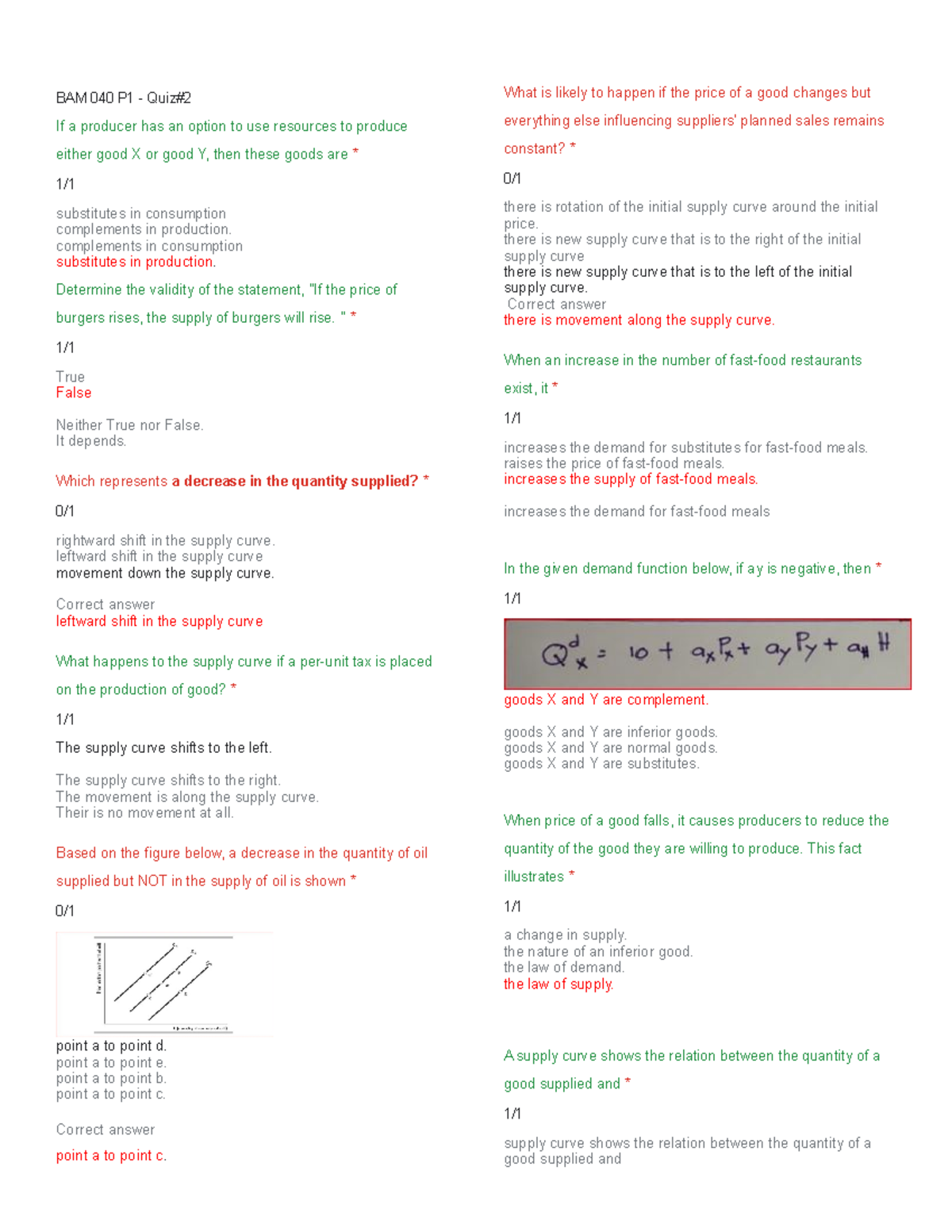 BAM 040 Compilation EXAM - BAM 040 P1 - Quiz# If a producer has an ...