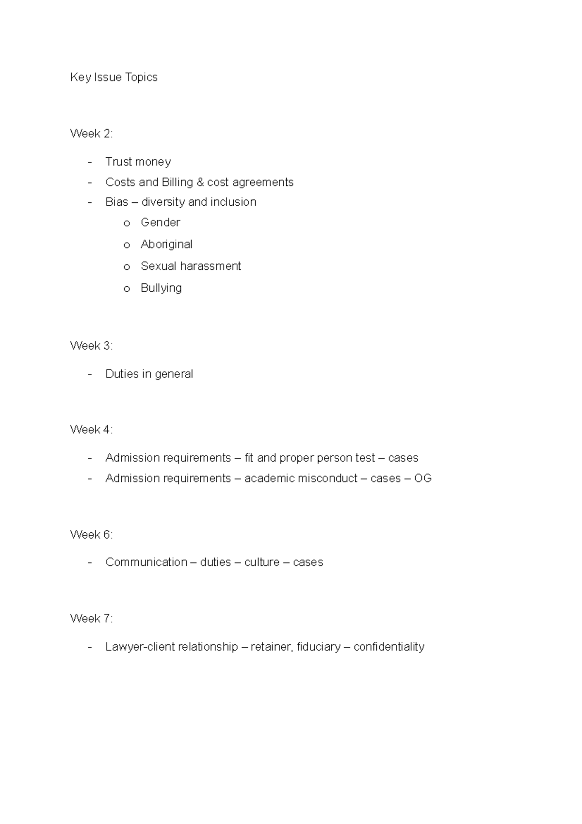 Key Issue Topics Summarised And Consolidated Notes Key Issue Topics