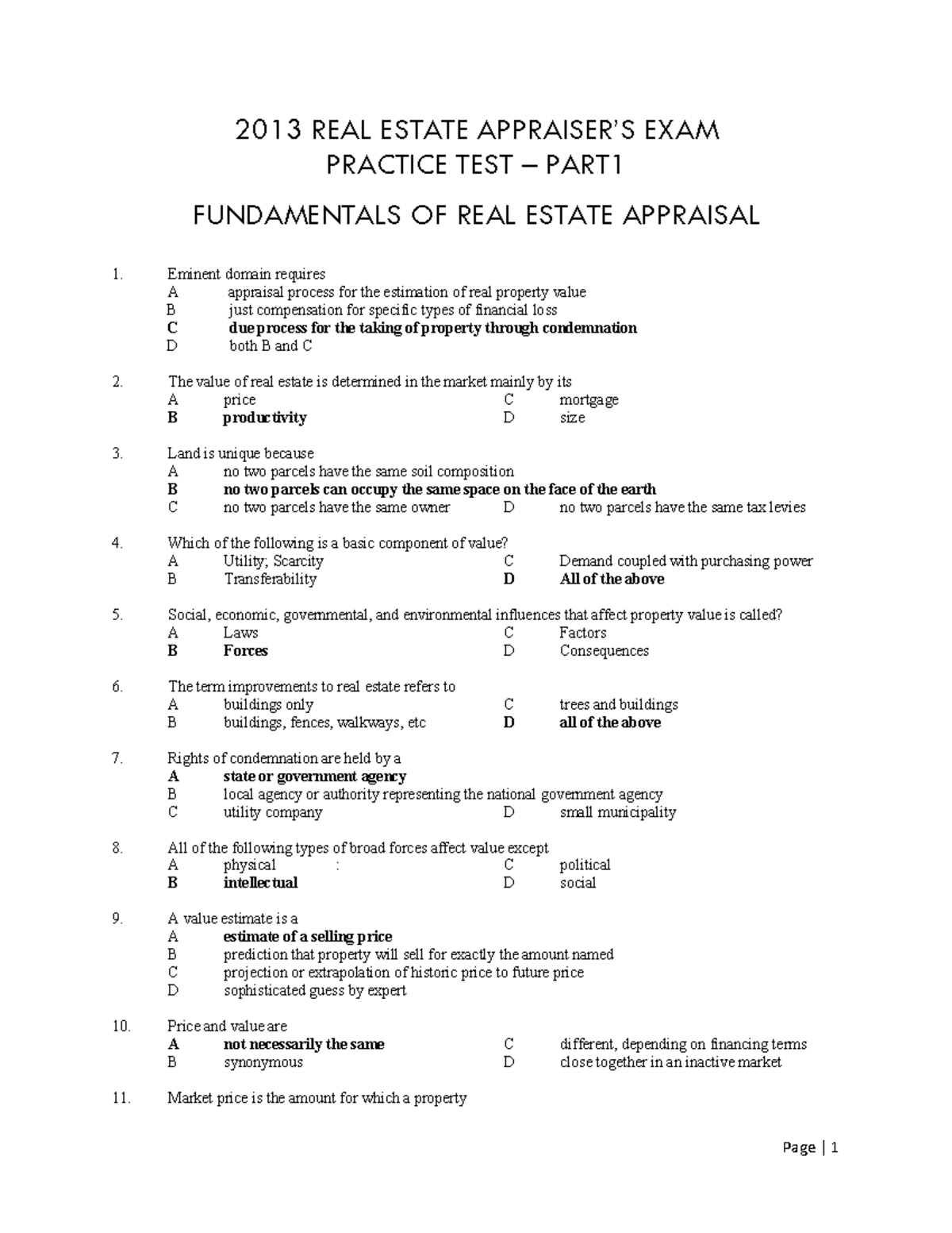 Answers to 2013 REA Practice TEST (450 items) - Pageठ⃚|ठ⃚1ठ⃚ठ⃚ 2013 ...