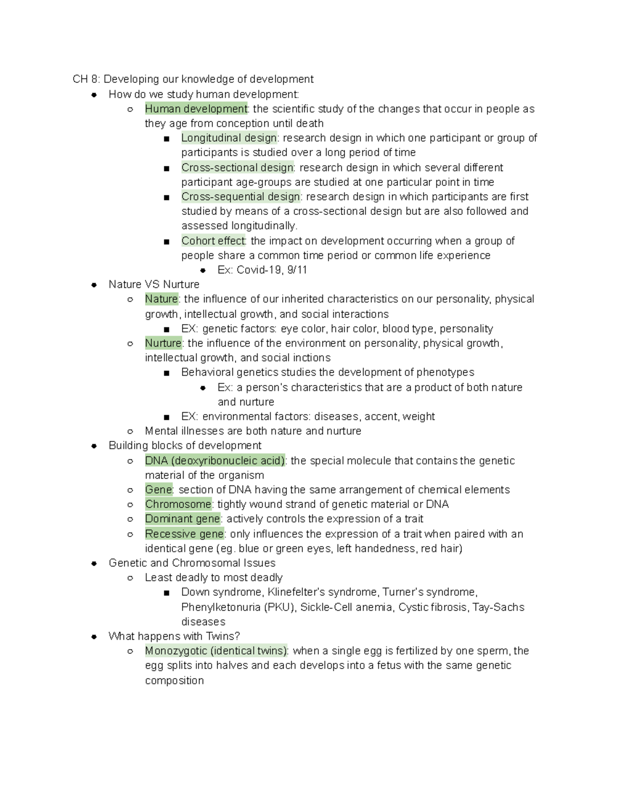 PSYC 101 Class Notes-38 - CH 8: Developing our knowledge of development ...