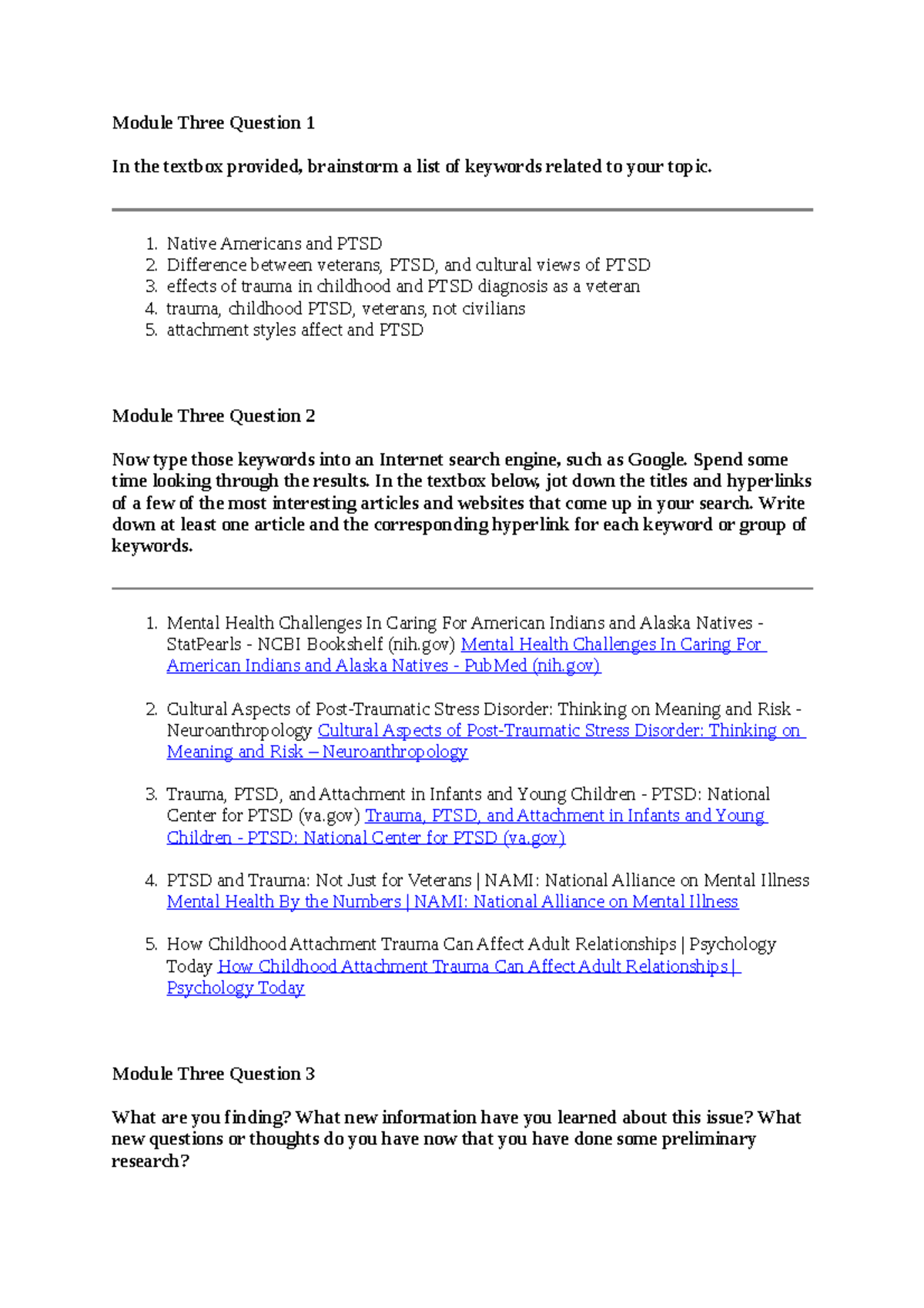 3 1 Module Three Short Response Module Three Question 1 In The Textbox Provided Brainstorm A