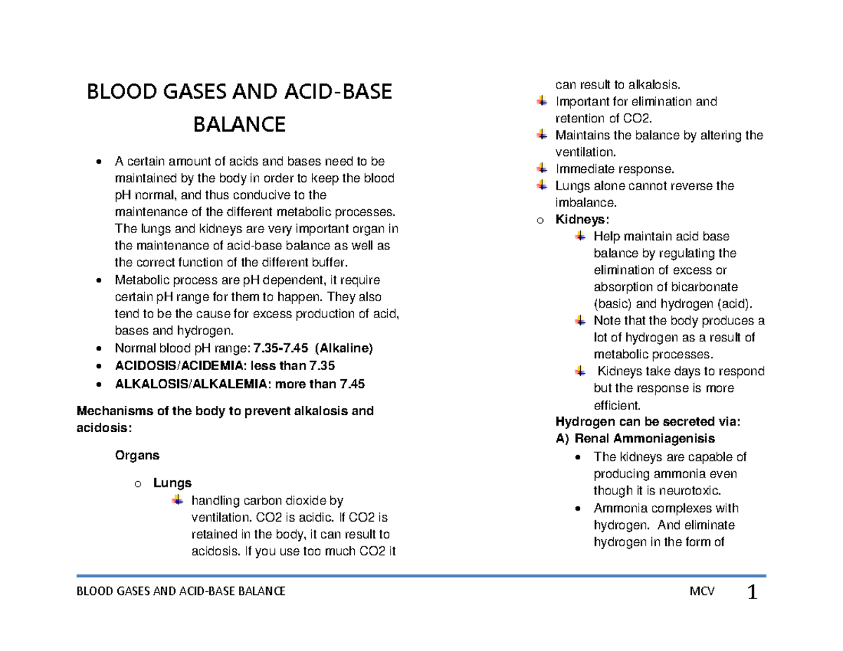 Blood Gases AND ACID BASE Balance - BLOOD GASES AND ACID-BASE BALANCE A ...