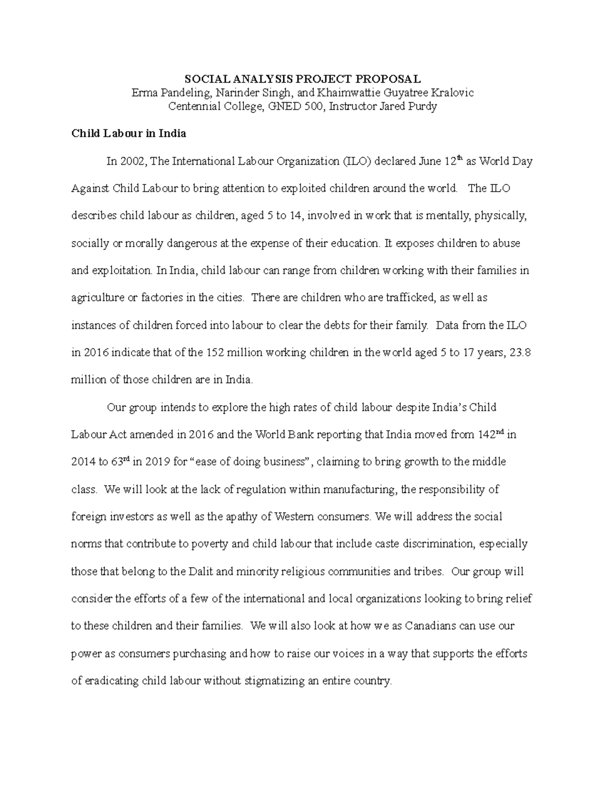 Global Citizenship, Social Analysis Project Proposal - SOCIAL ANALYSIS ...