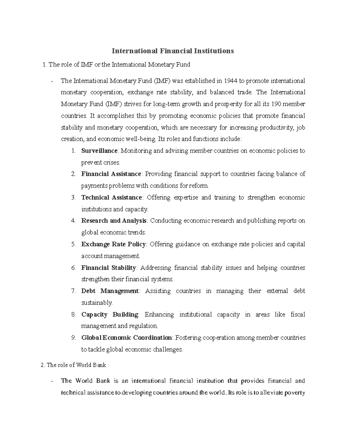 Structures of Globalization - International Financial Institutions The ...