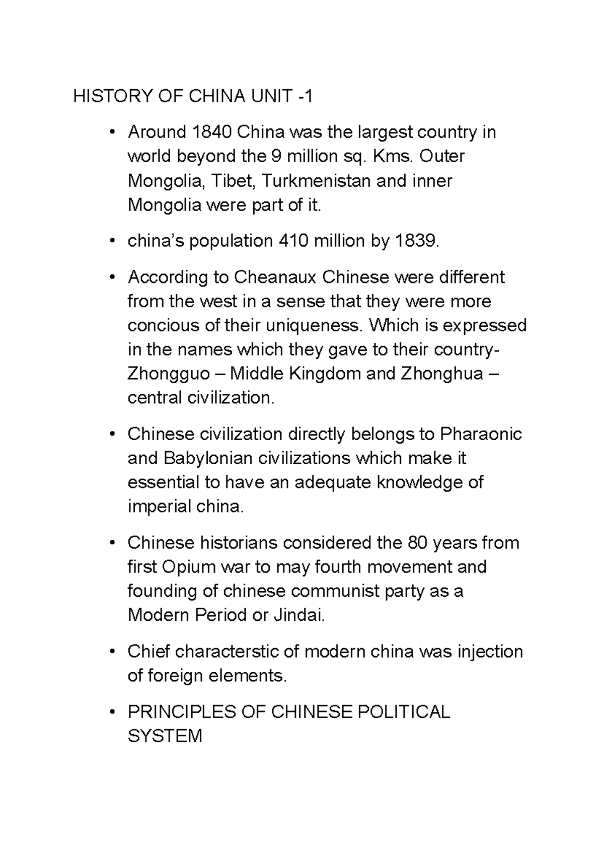 History OF China UNIT -1 - HISTORY OF CHINA UNIT - Around 1840 China ...