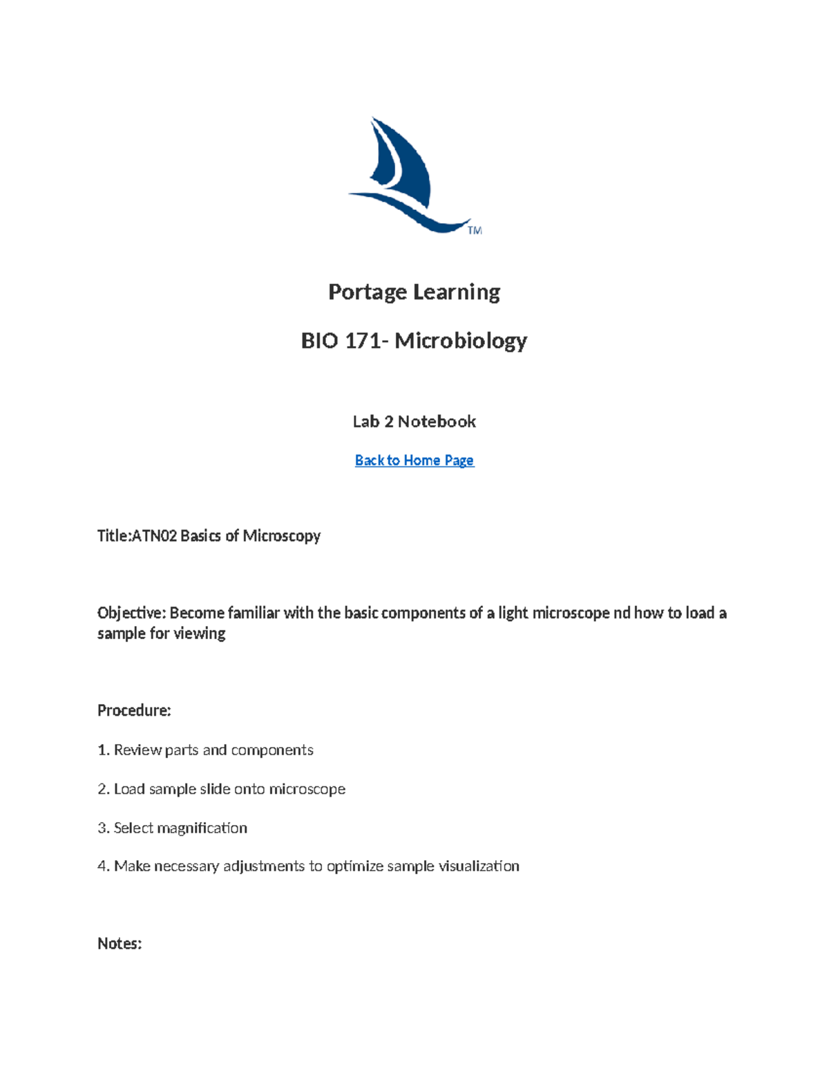 BIOD171 Microbiology Lab Notebook 2 - Portage Learning BIO 171 ...