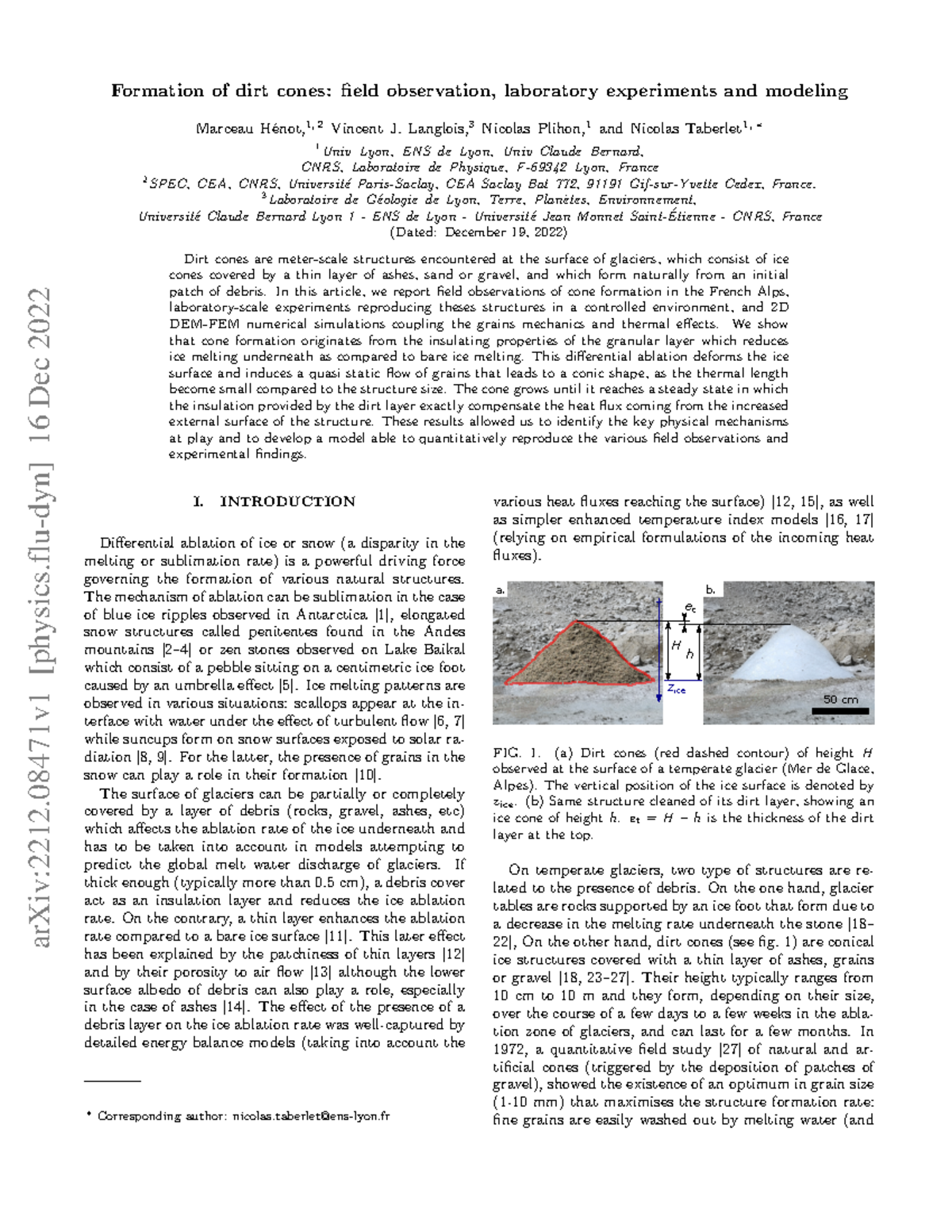 2212 - an essay - Formation of dirt cones: field observation ...