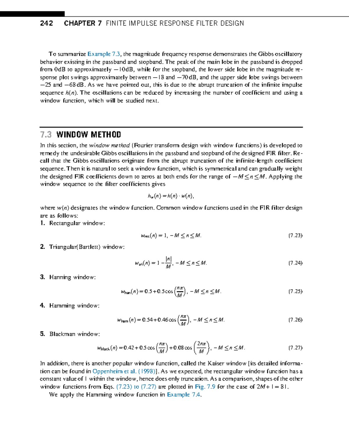 Finite Impulse Response - To summarize Example 7, the magnitude ...