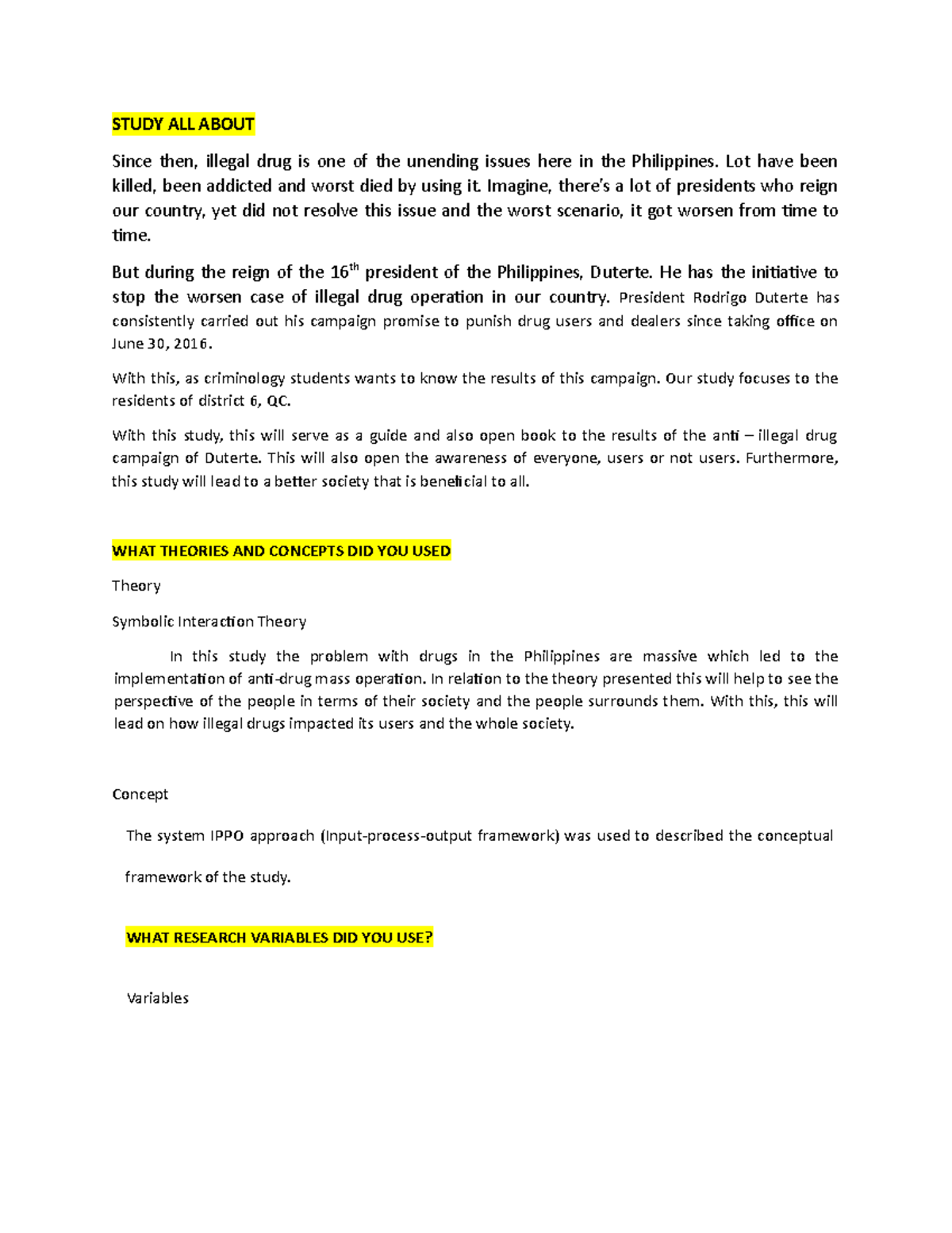 Defense - IT HELPS - STUDY ALL ABOUT Since then, illegal drug is one of ...