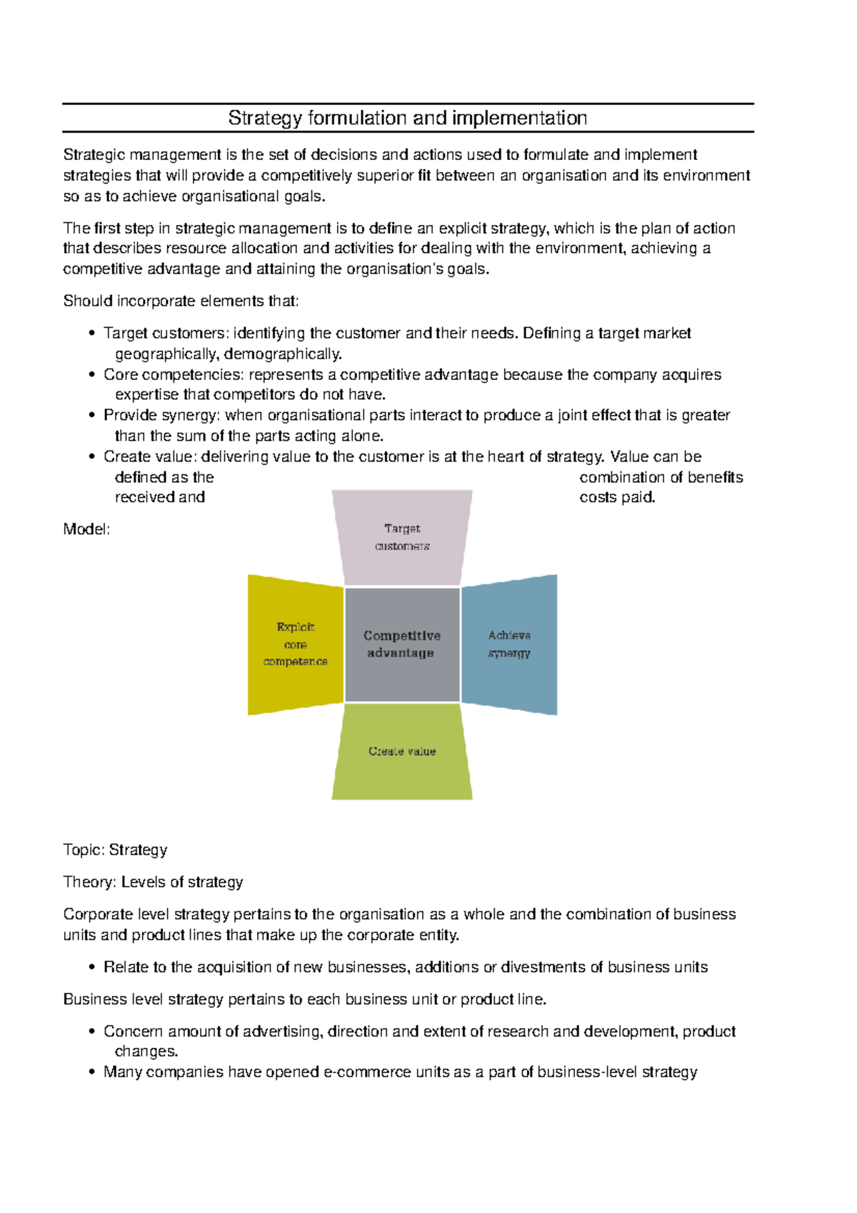 Strategy formulation and implementation - The first step in strategic ...