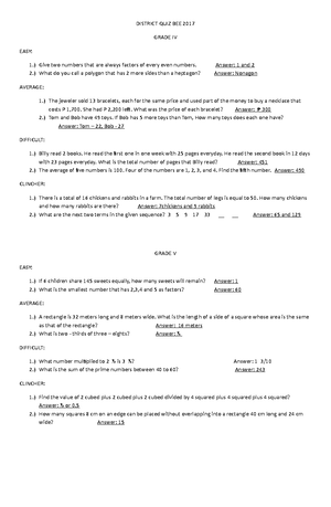 Grade 4 School Quiz Bee Questions - Republic of the Philippines ...