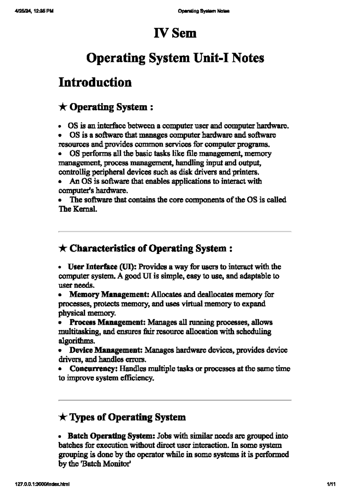 OS Unit 1 - Operating System - Studocu