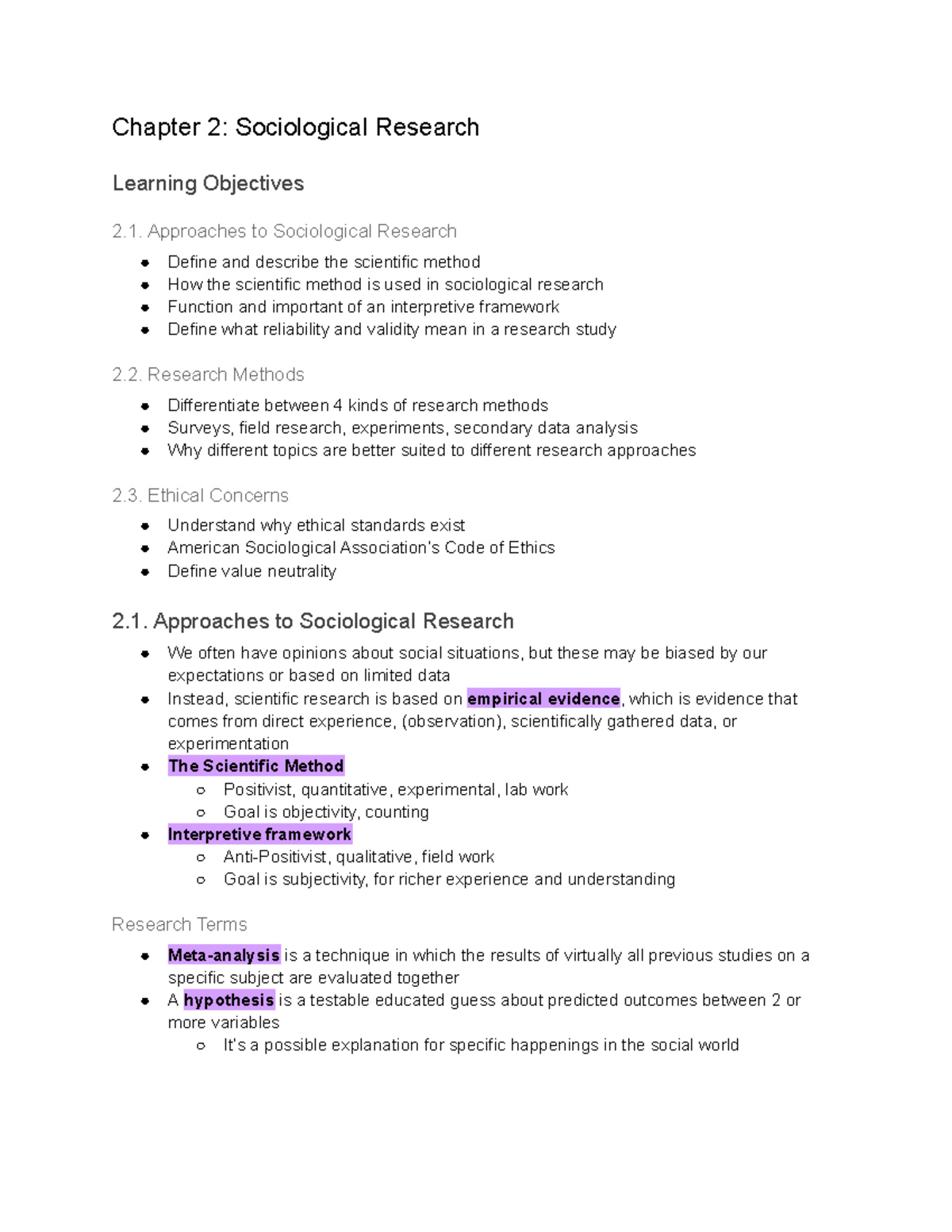 SOC140- Chapter 2 - Chapter 2: Sociological Research Learning ...