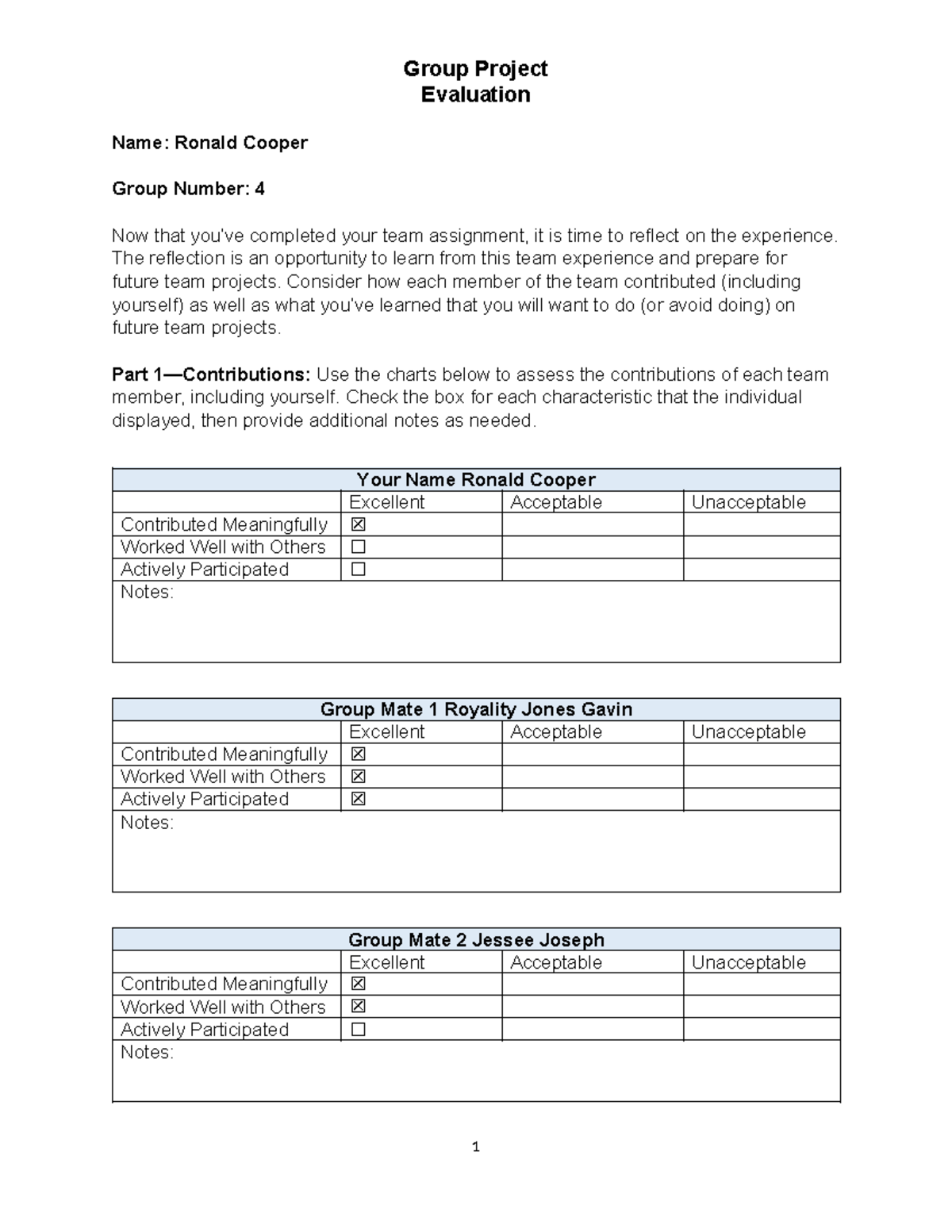 Unit 7 Group Project Reflection (4) - Group Project Evaluation Name ...