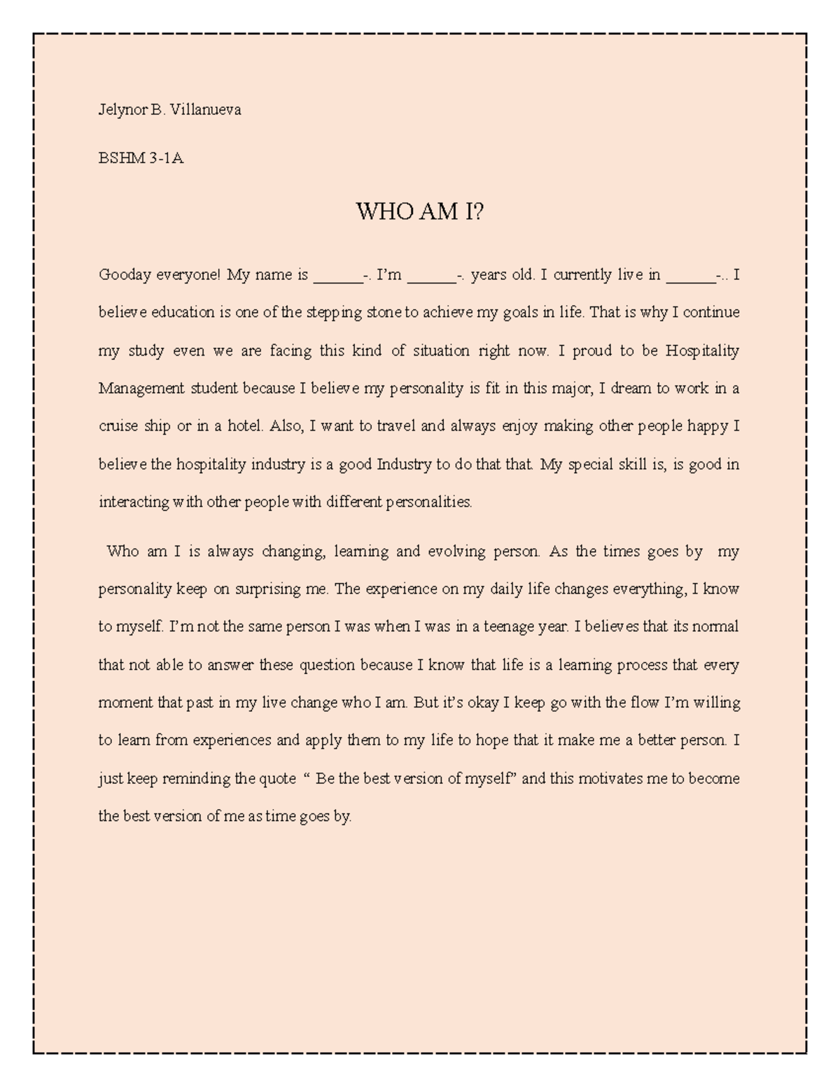 Villanueva Jelynor-Introduction - Jelynor B. Villanueva BSHM 3-1A WHO ...