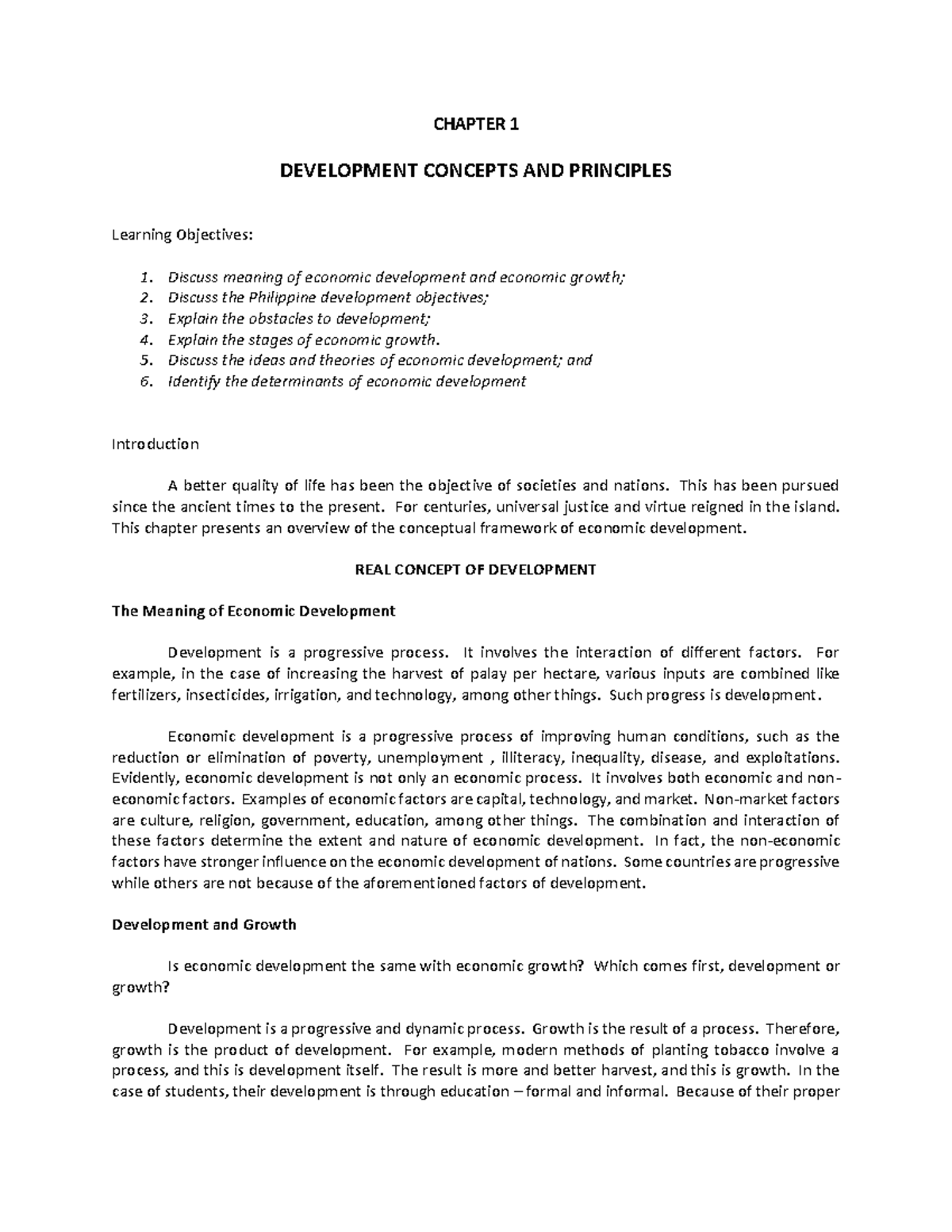 Econ 3 Chapter 1 ECONOMIC DEVELOPMENT - CHAPTER 1 DEVELOPMENT CONCEPTS ...