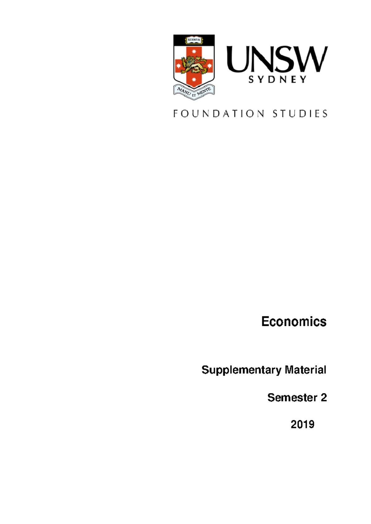 Supplementary Material - Economics Supplementary Material Semester 2 ...