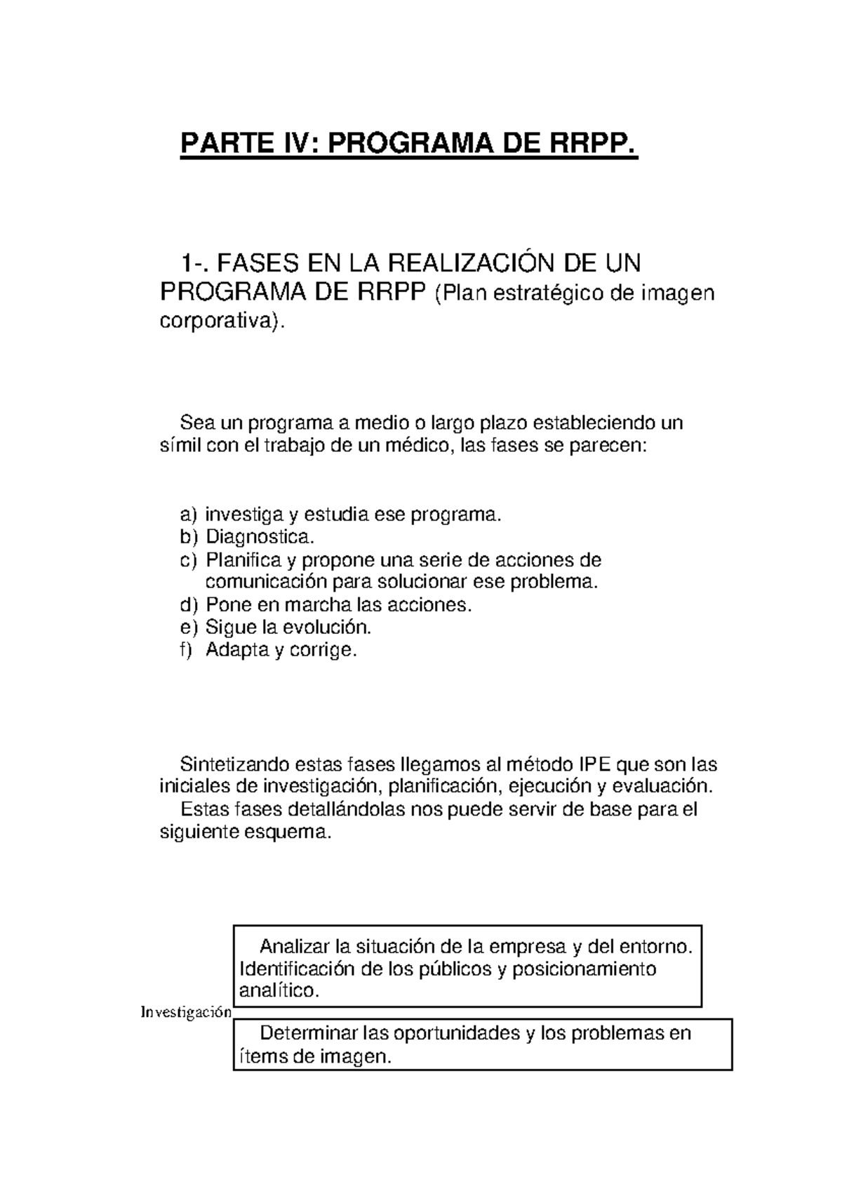 Fases EN LA Realización DE UN Programa DE RRPP Plan estra - PARTE IV ...