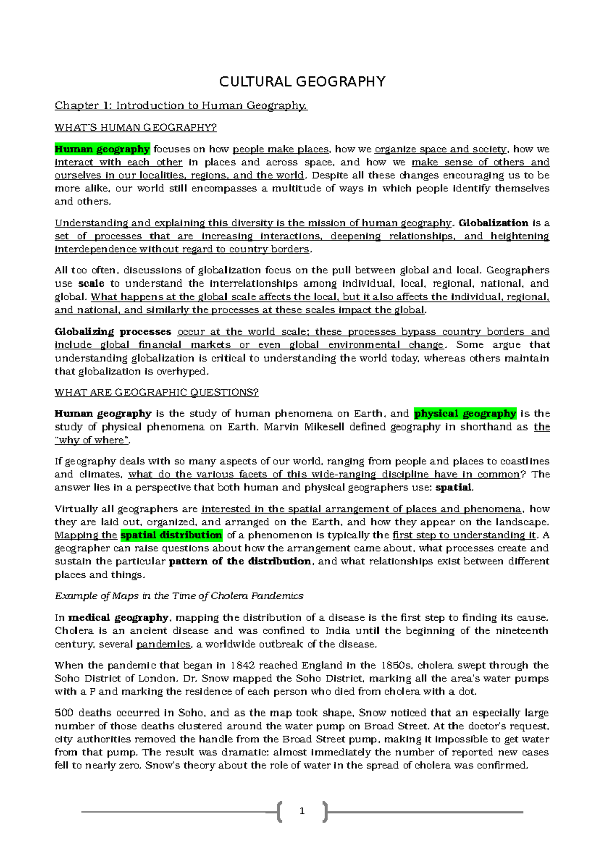 Cultural Geography - CULTURAL GEOGRAPHY Chapter 1: Introduction to ...