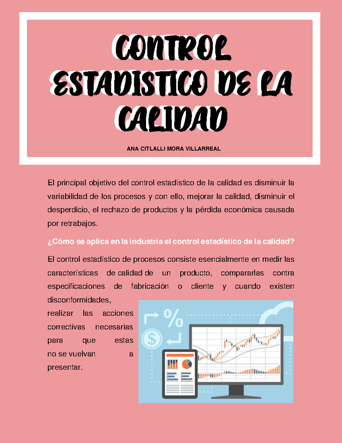 4.Control estadistico de la calidad - El principal objetivo del control estadístico de la ...