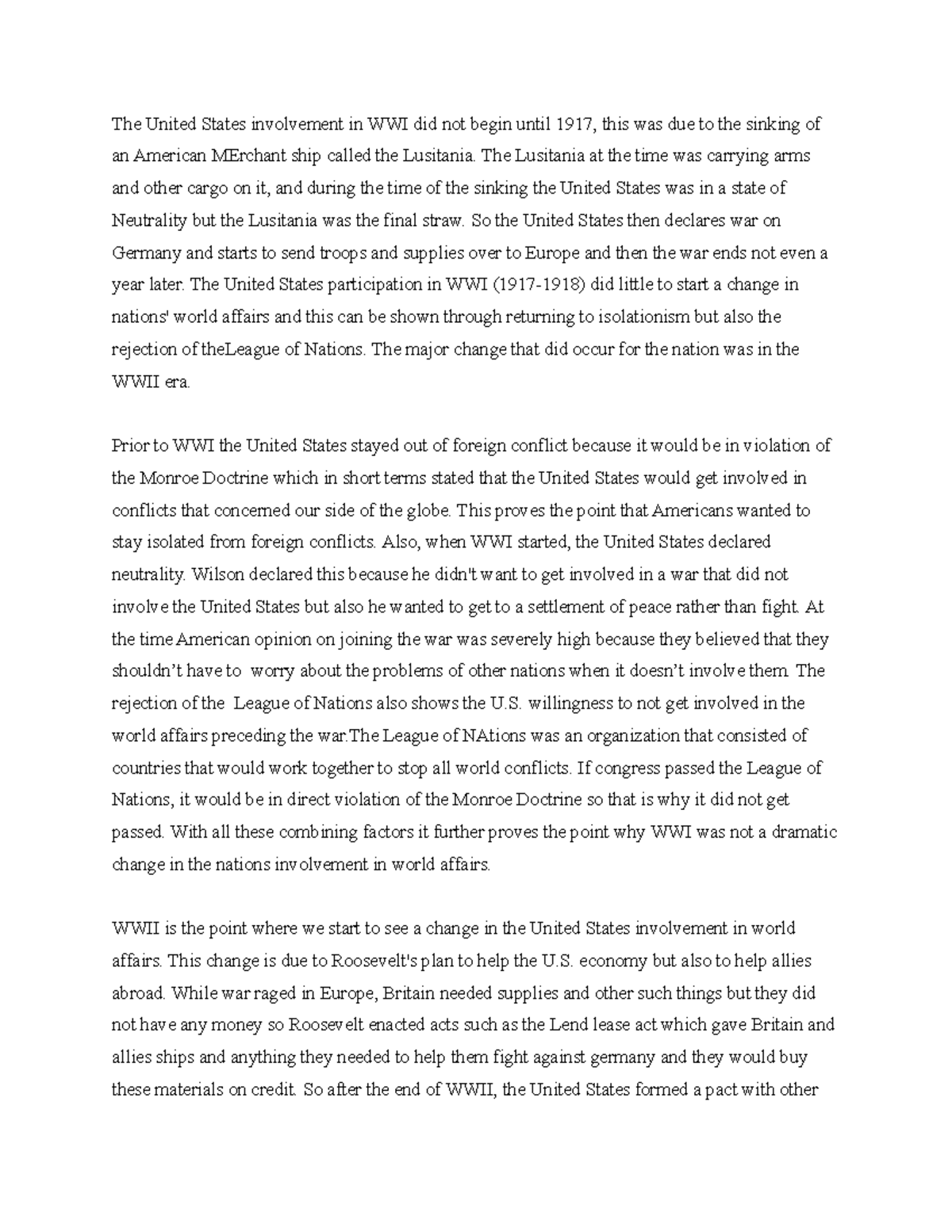 LEQ Practice - This is United States History material - The United ...