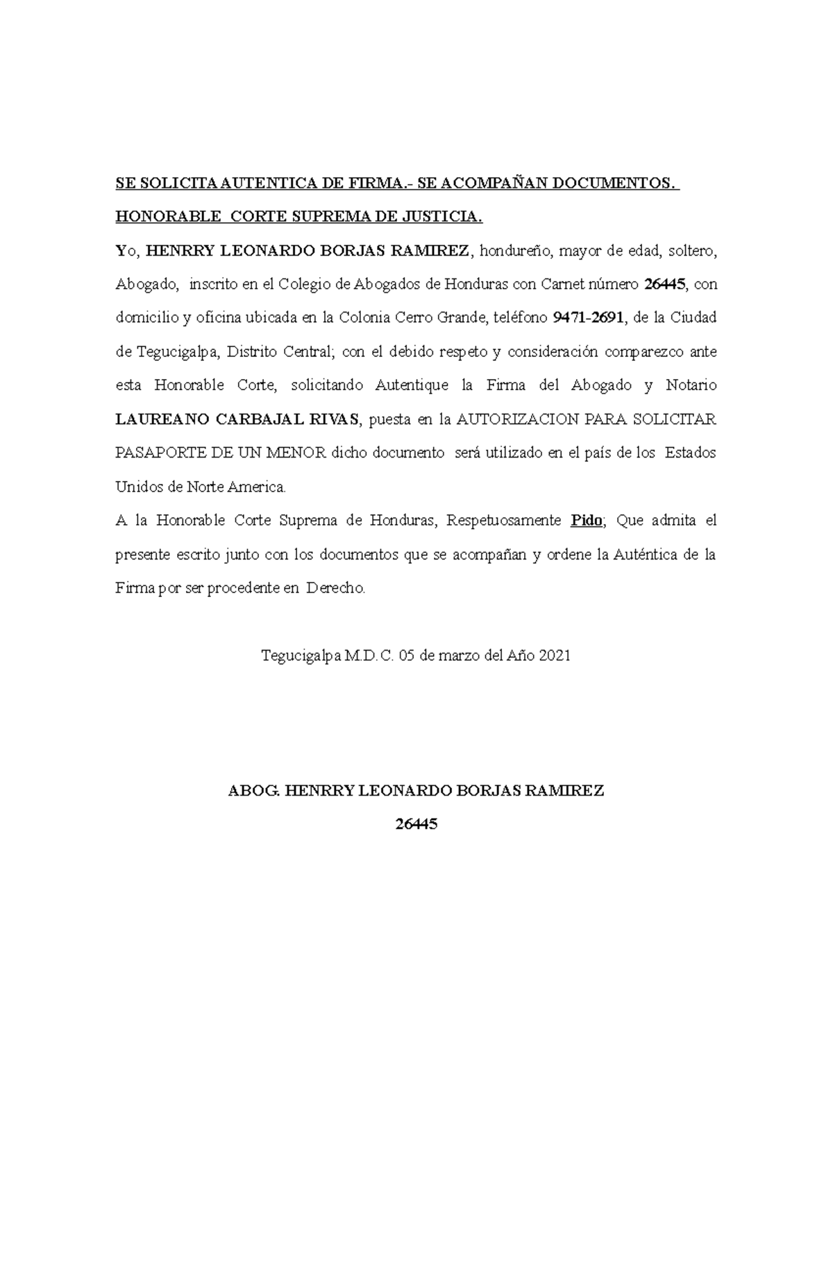 Solicitud Autentica CSJ Notario (LEO Borjas)-1 - SE SOLICITA AUTENTICA ...
