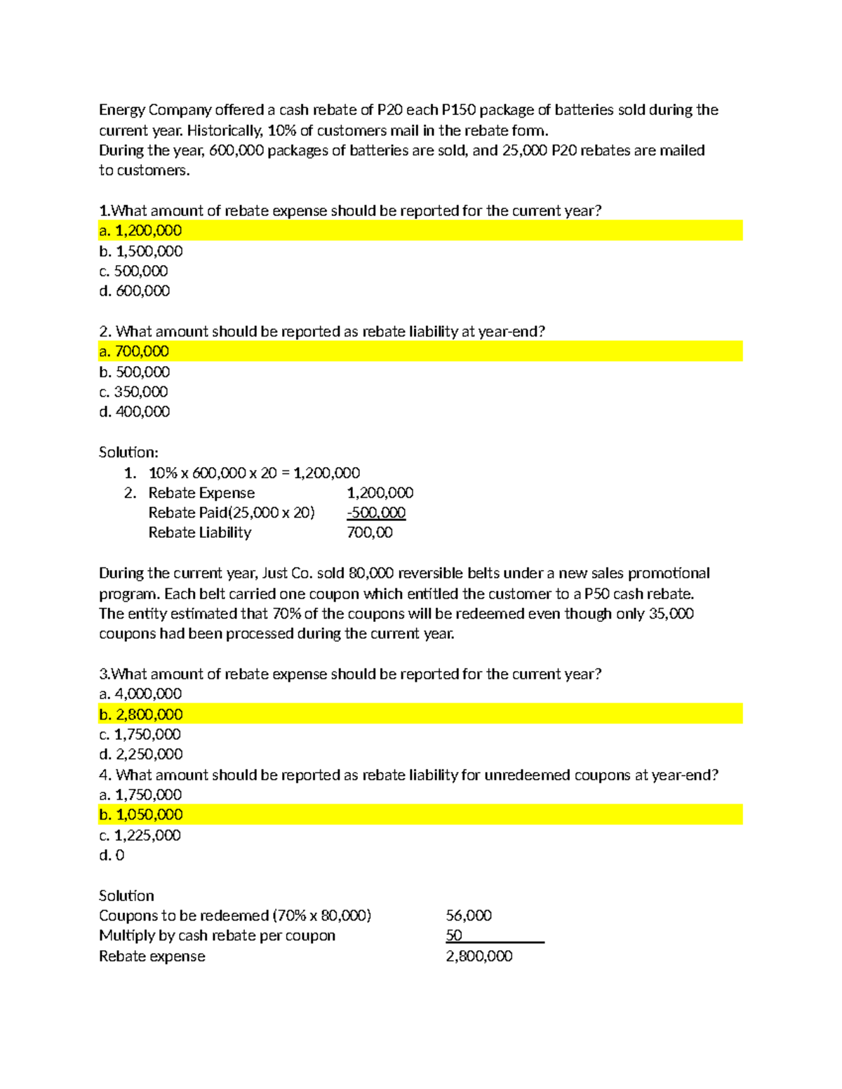 Rebate Coupon - notes - Energy Company offered a cash rebate of P20 ...
