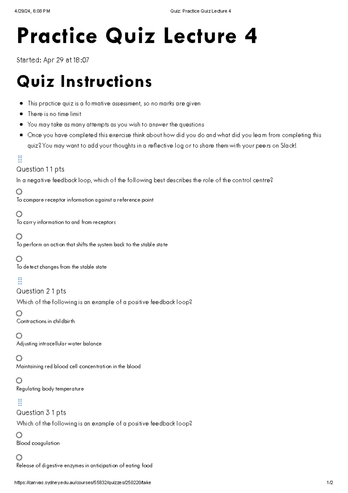 Quiz Practice Quiz Lecture 4 - sydney.edu/courses/55832/quizzes/250220/take 1/ Practice Quiz ...