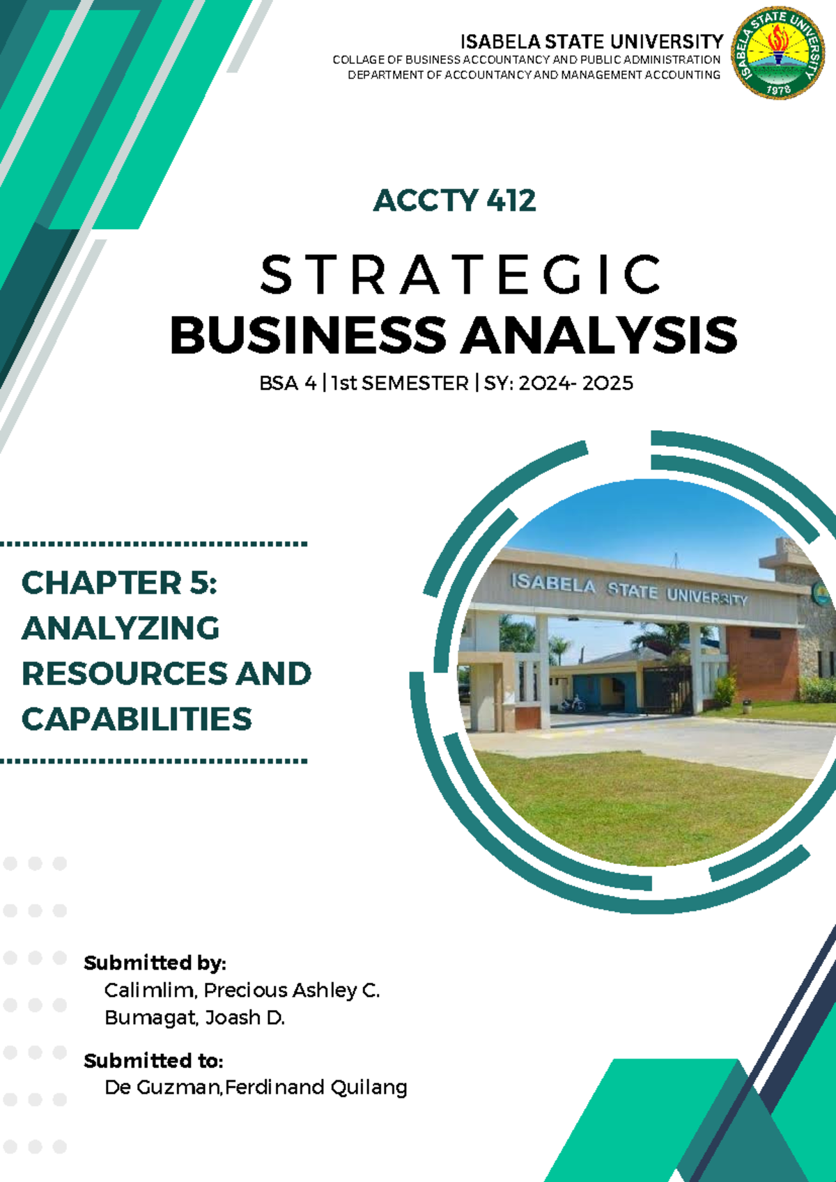 Ch5 sba report - S T R A T E G I C BUSINESS ANALYSIS ACCTY 412 ...