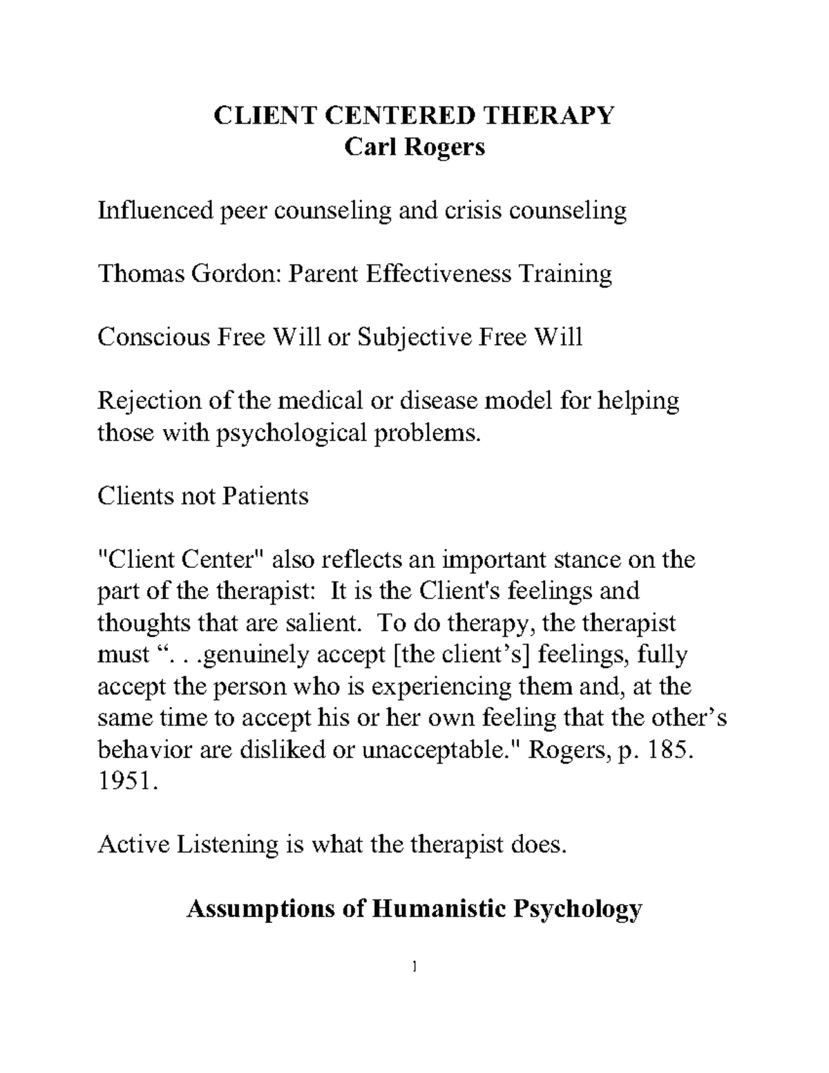 Client Centered Therapy OH - CLIENT CENTERED THERAPY Carl Rogers ...