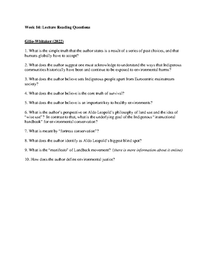 Week 13 - Lecture Reading Questions - Week 13 : Lecture Reading Questions Lanham (2016) The ...