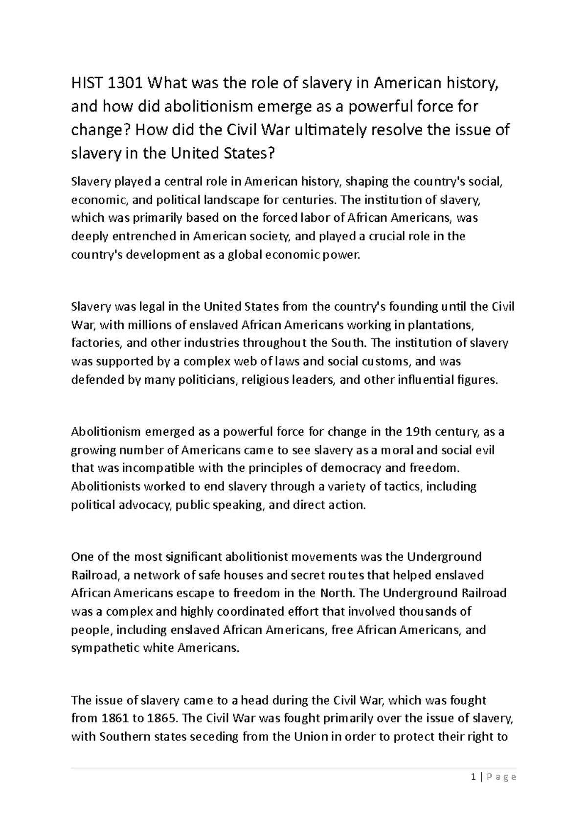 HIST 1301 What Was The Role Of Slavery In American History The hist-1301-what-was-the-role-of-slavery-in-american-history-the