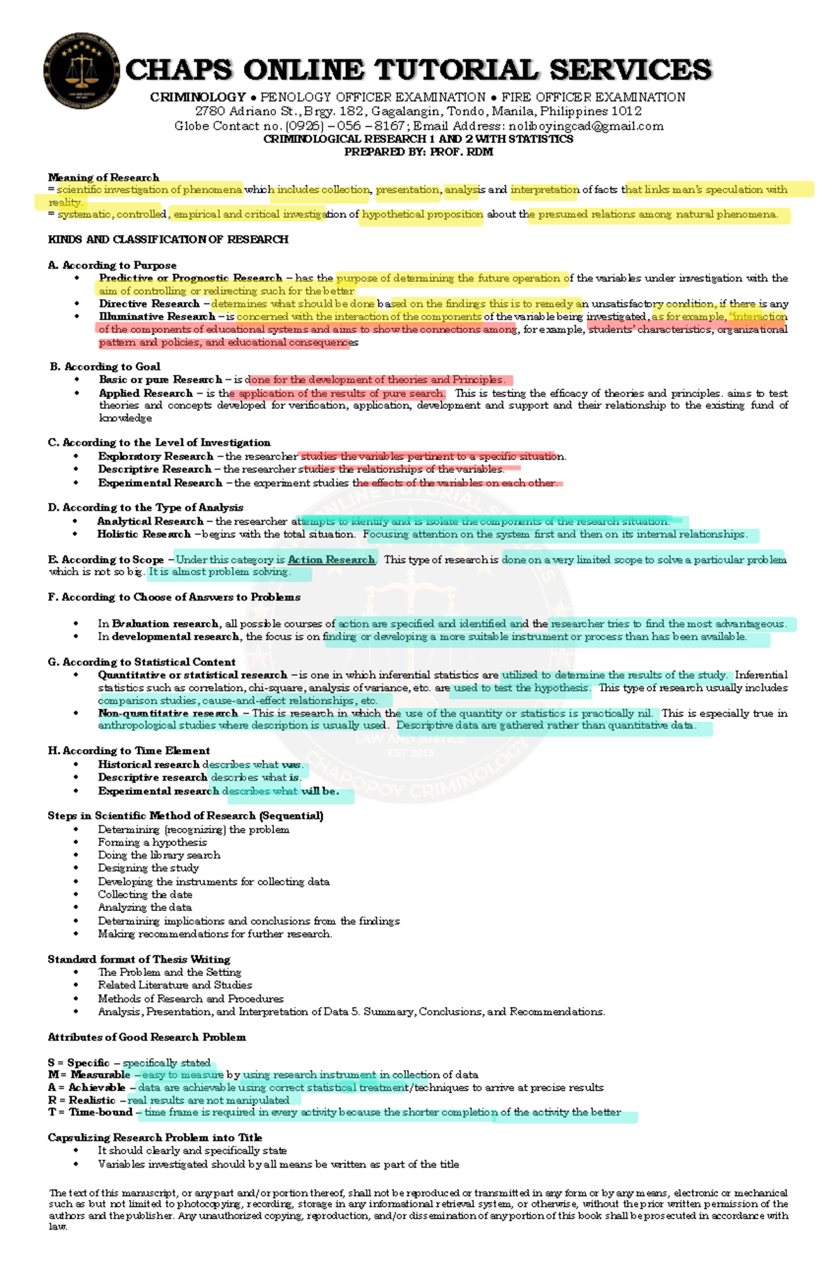 Criminologucal Research 1&2 Chaps - CRIMINOLOGY PENOLOGY OFFICER ...