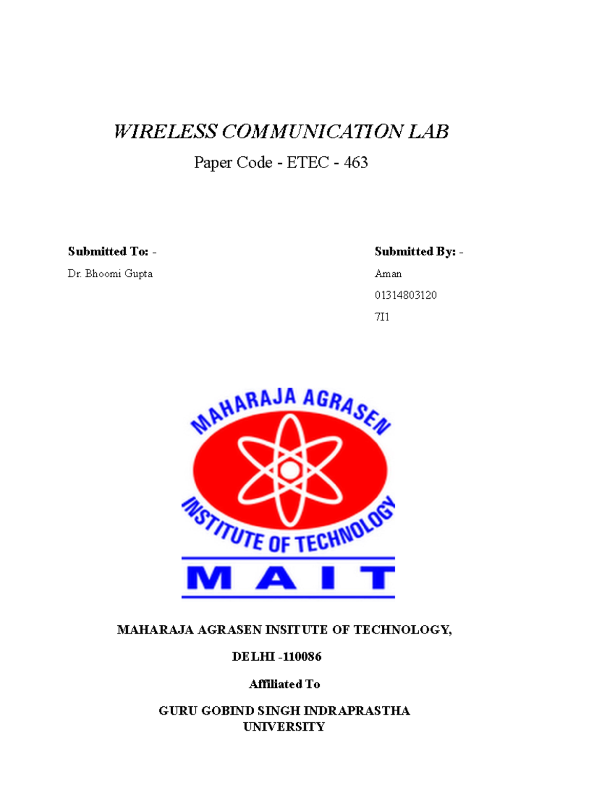 WC - Notes - WIRELESS COMMUNICATION LAB Paper Code - ETEC - 463 ...