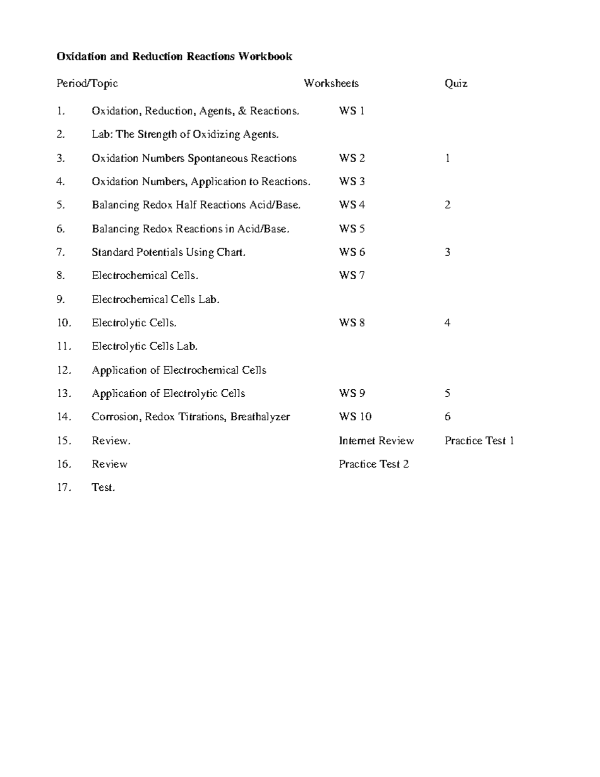 Redox workbook - all things redox - Oxidation and Reduction Reactions ...