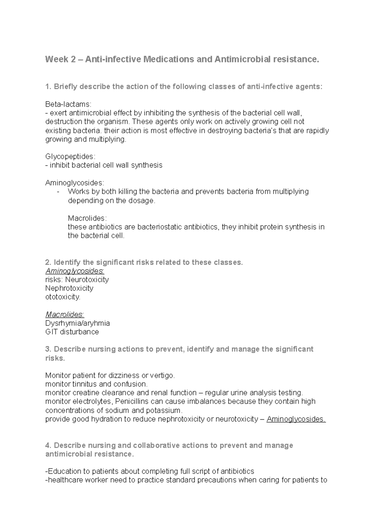 Notes - Week 2 – Anti-infective Medications and Antimicrobial ...