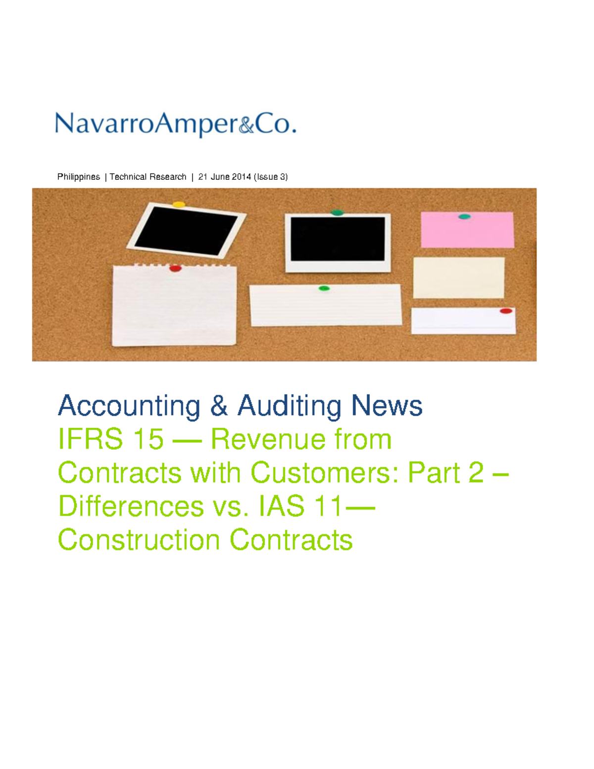 Differences of IFRS 15 vs IAS 11 - Philippines | Technical Research ...