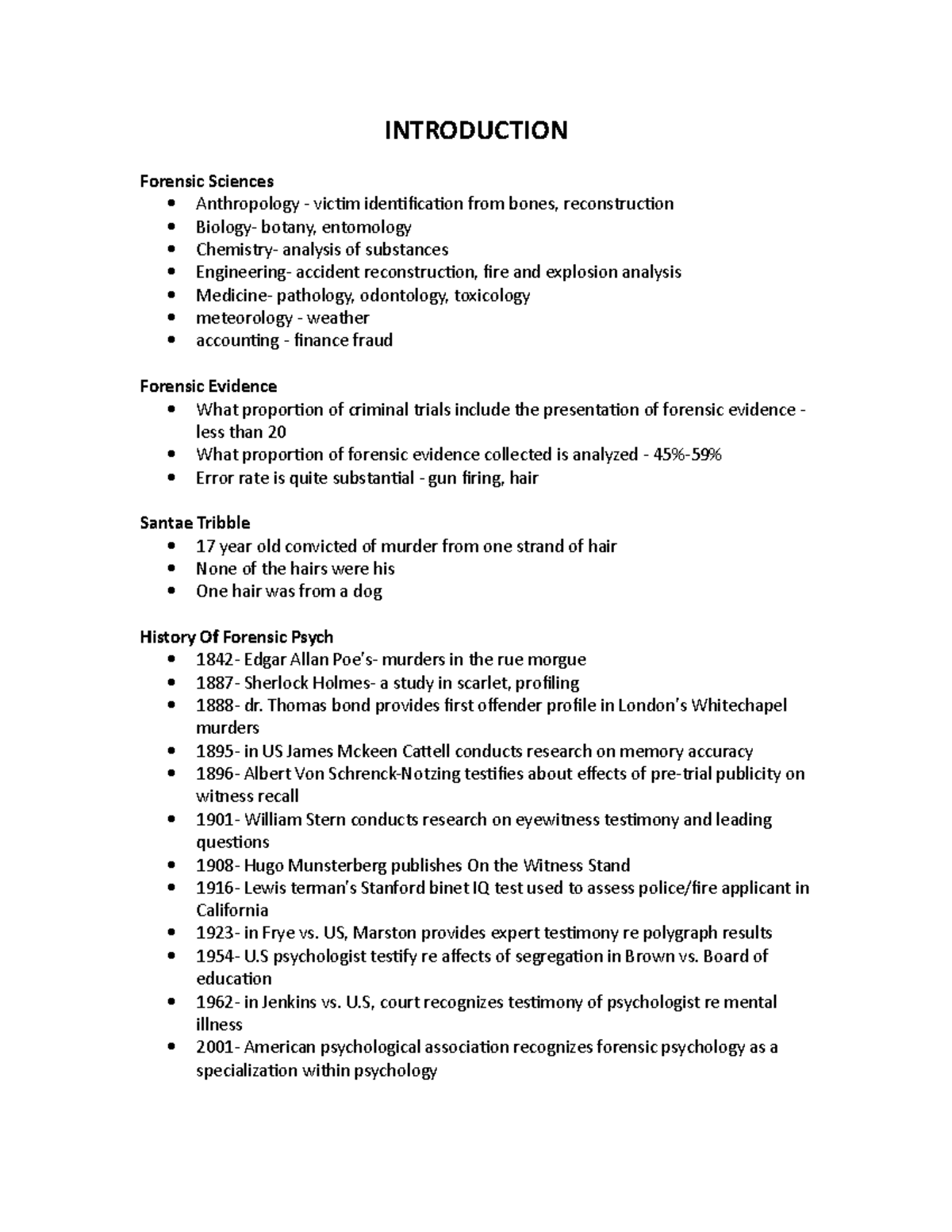 Introduction - 3cc3 - Lecture notes 1 - INTRODUCTION Forensic Sciences ...