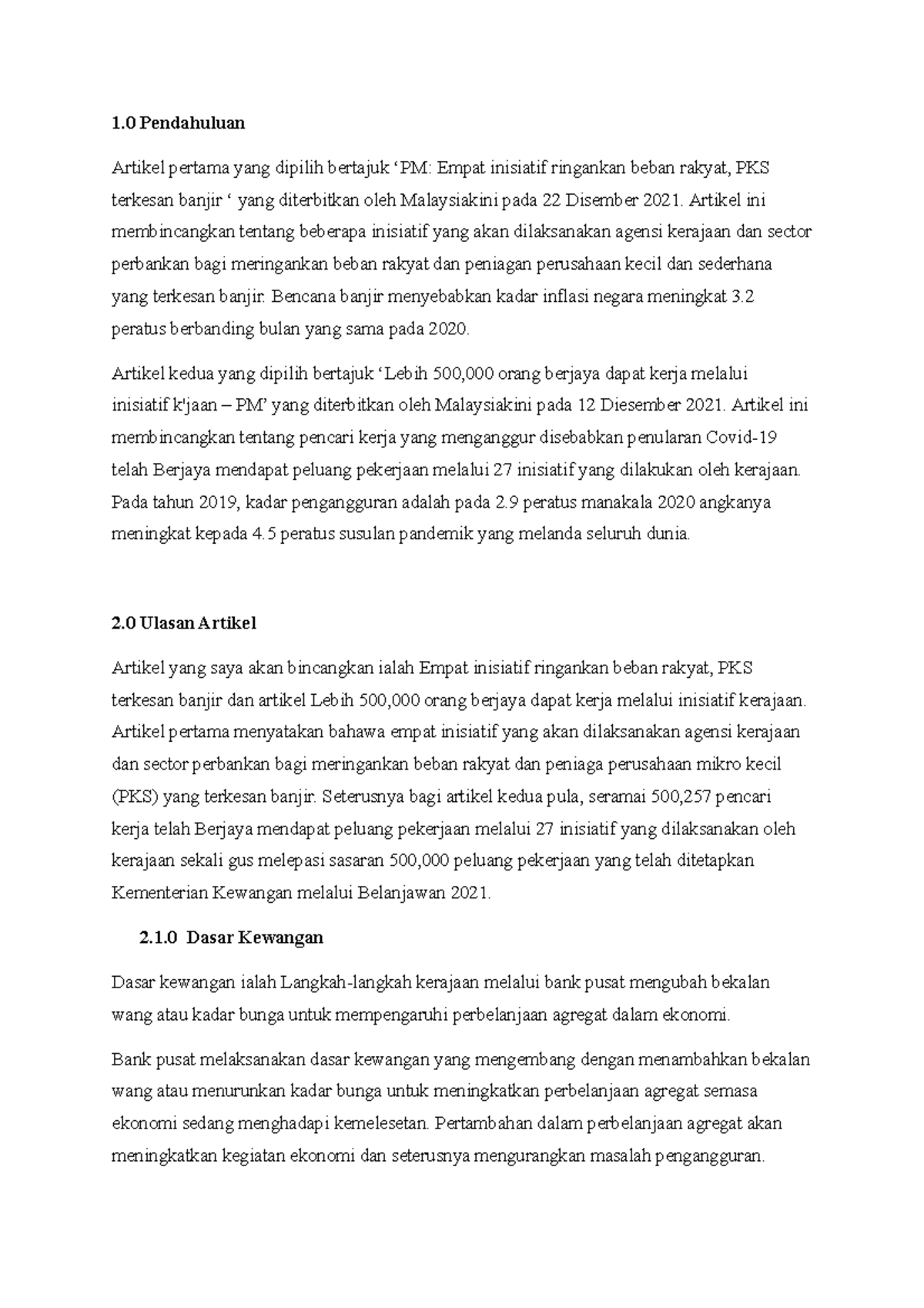 Assignment Eko - 1 Pendahuluan Artikel pertama yang dipilih bertajuk ...